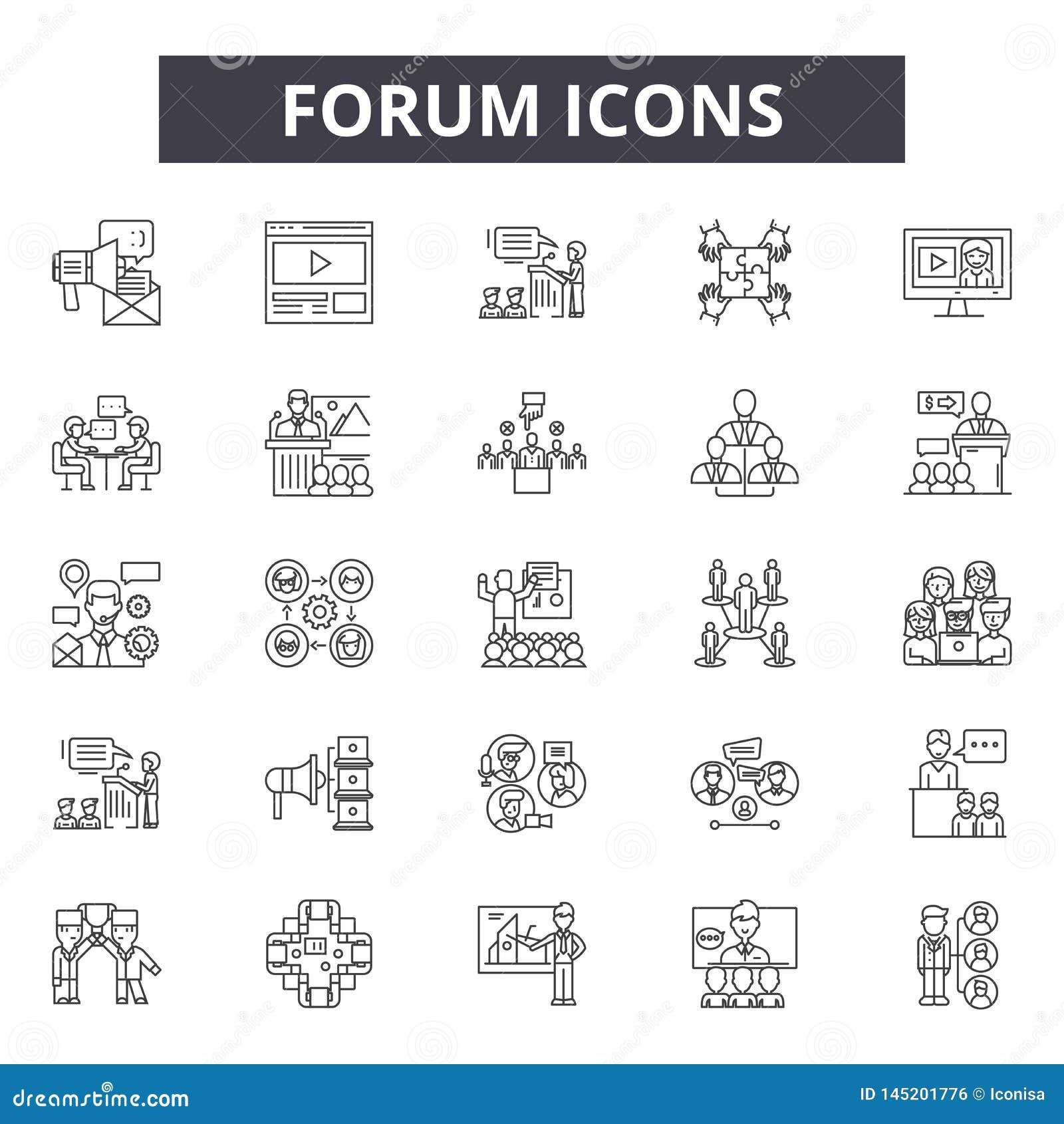 Forum Line Icons, Signs, Vector Set, Outline Illustration Concept Stock ...