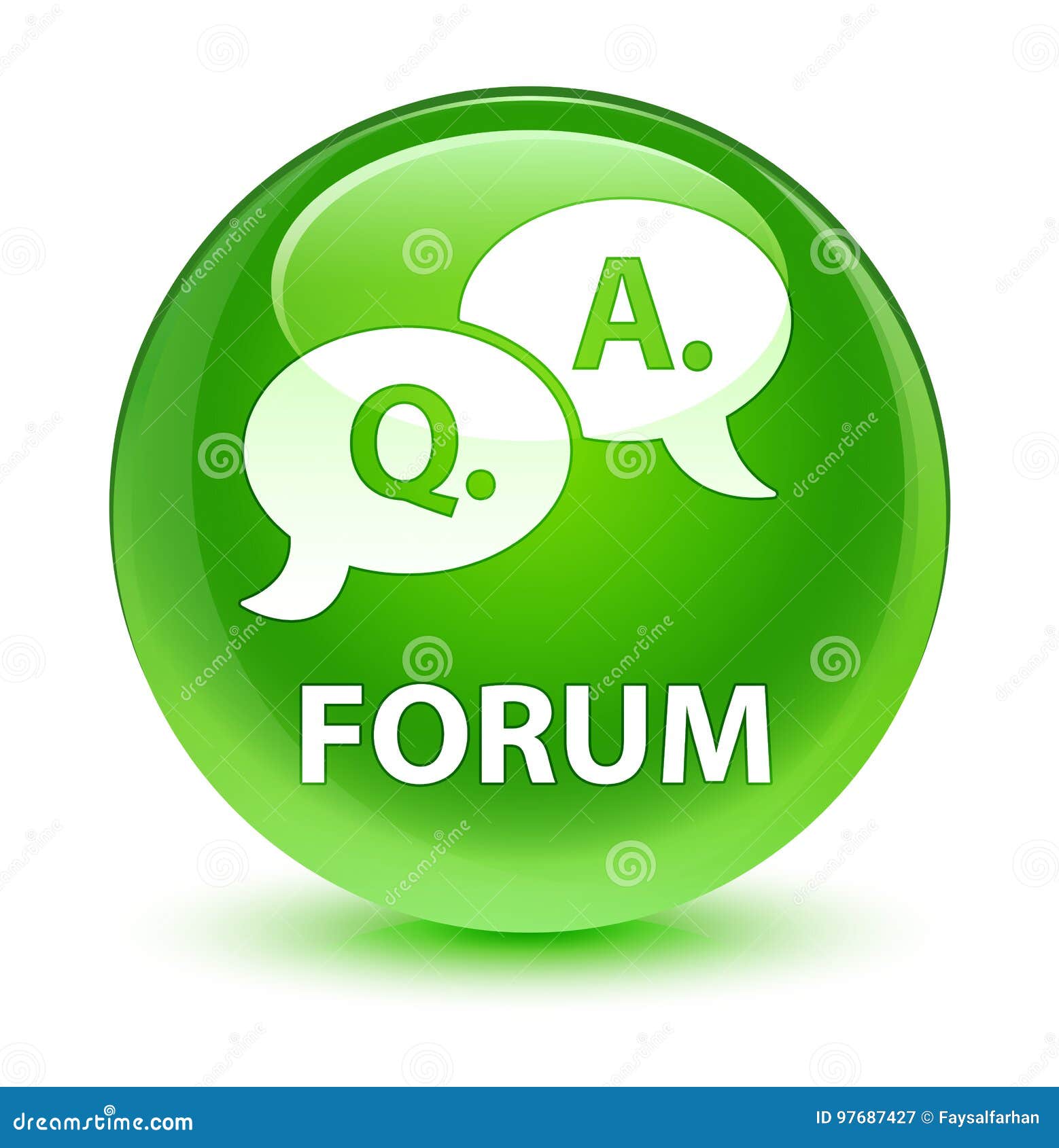 Forum (question Answer Bubble Icon) Glassy Green Round Button Stock ...