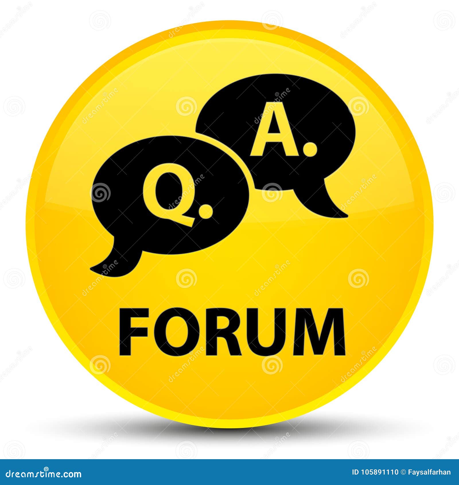 Forum (question Answer Bubble Icon) Special Yellow Round Button Stock ...