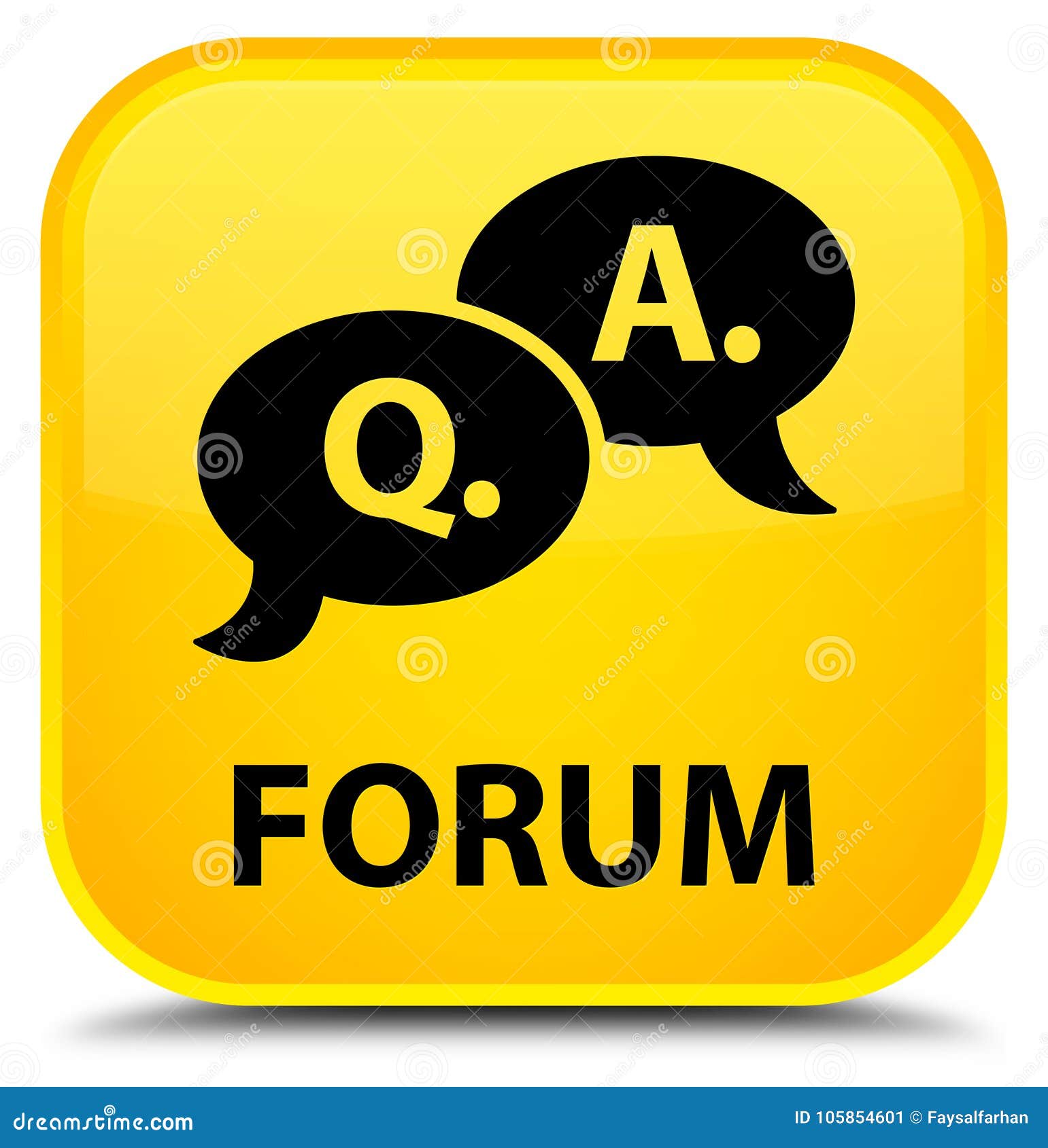 Forum (question Answer Bubble Icon) Special Yellow Square Button Stock ...