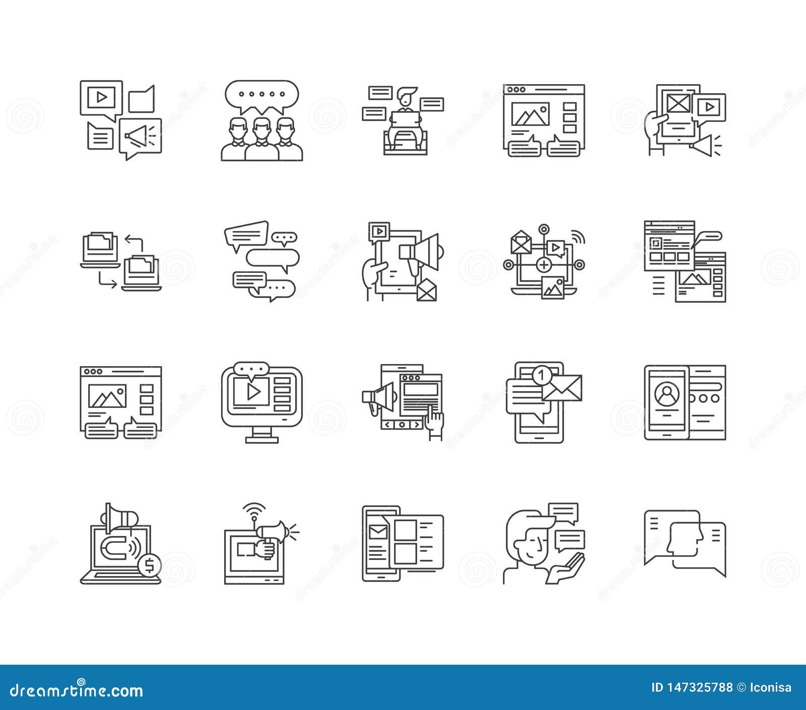 Forums and Message Boards Line Icons, Signs, Vector Set, Outline ...