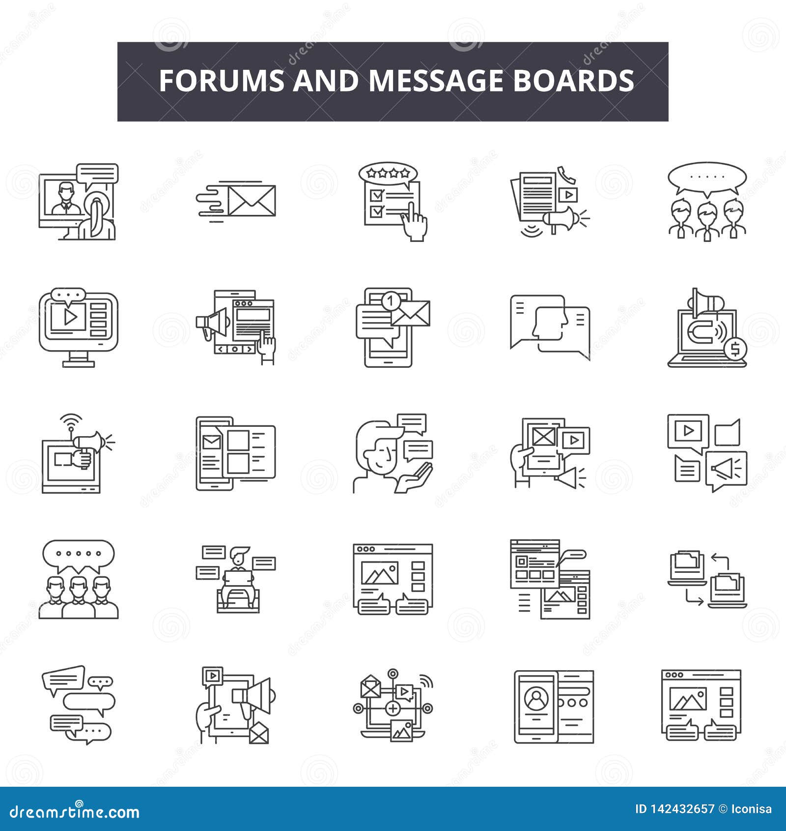 Forums and Message Boards Line Icons for Web and Mobile Design ...