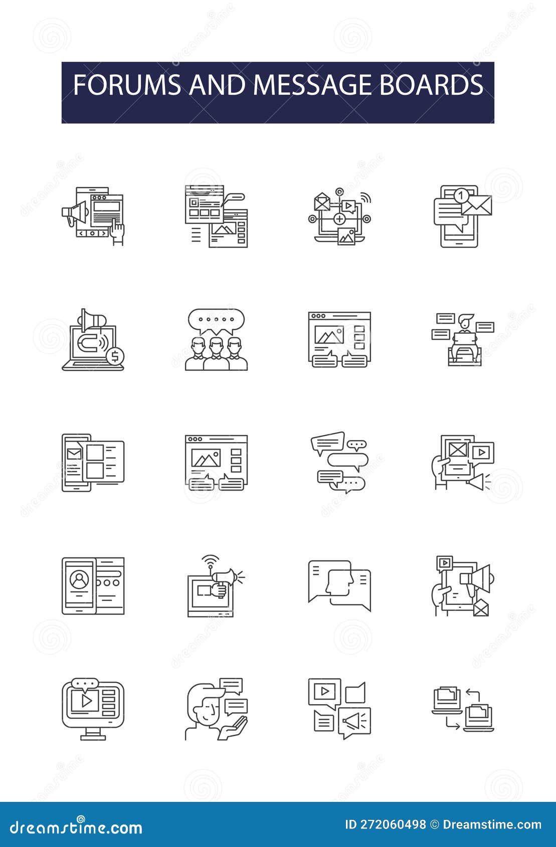 Forums and Message Boards Line Vector Icons and Signs. Forum, Board ...