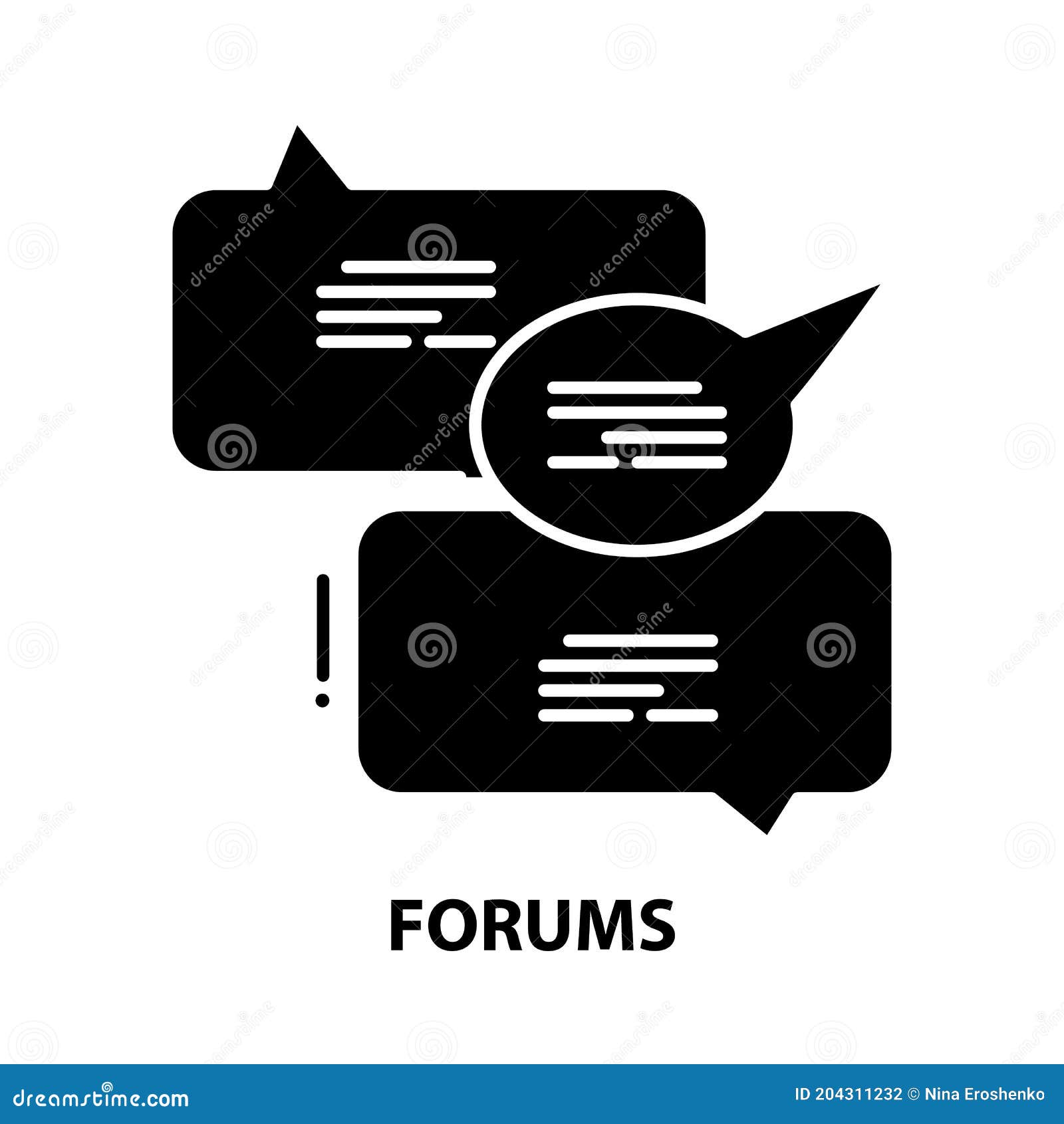 Forums Symbol Icon, Black Vector Sign with Editable Strokes, Concept ...