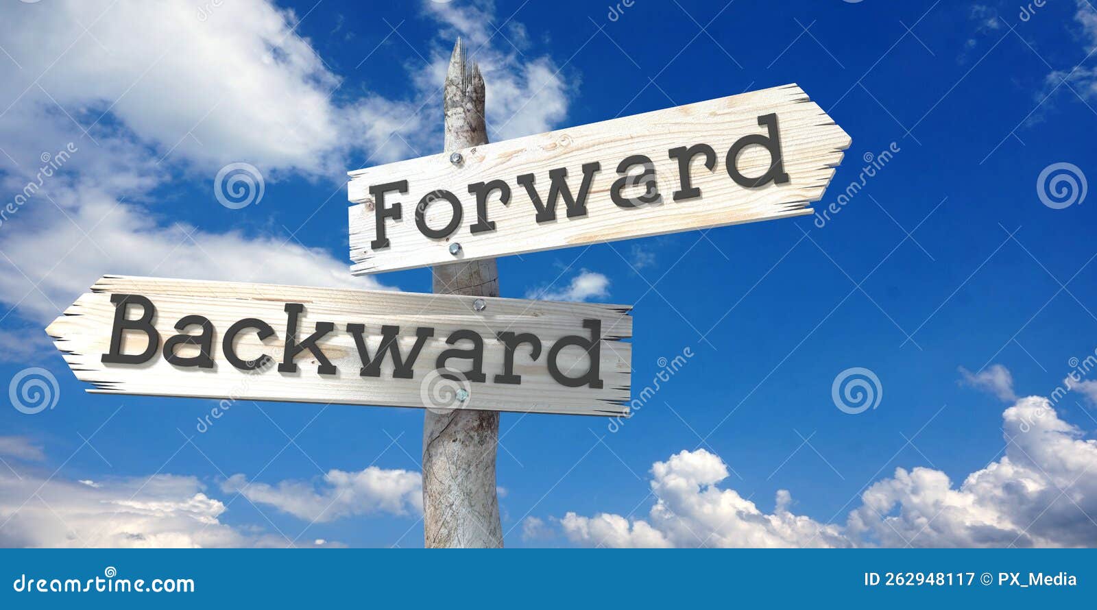 Forward or Backward - Wooden Signpost with Two Arrows Stock ...