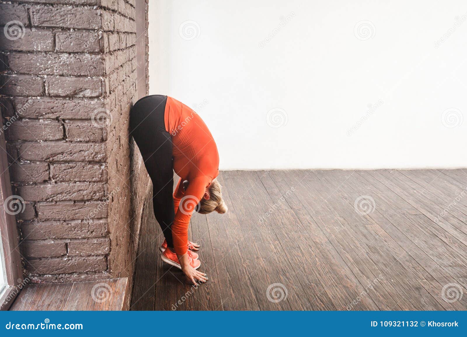 Forward Bend. Head To Kness Exercise Stock Photo - Image of exercise ...