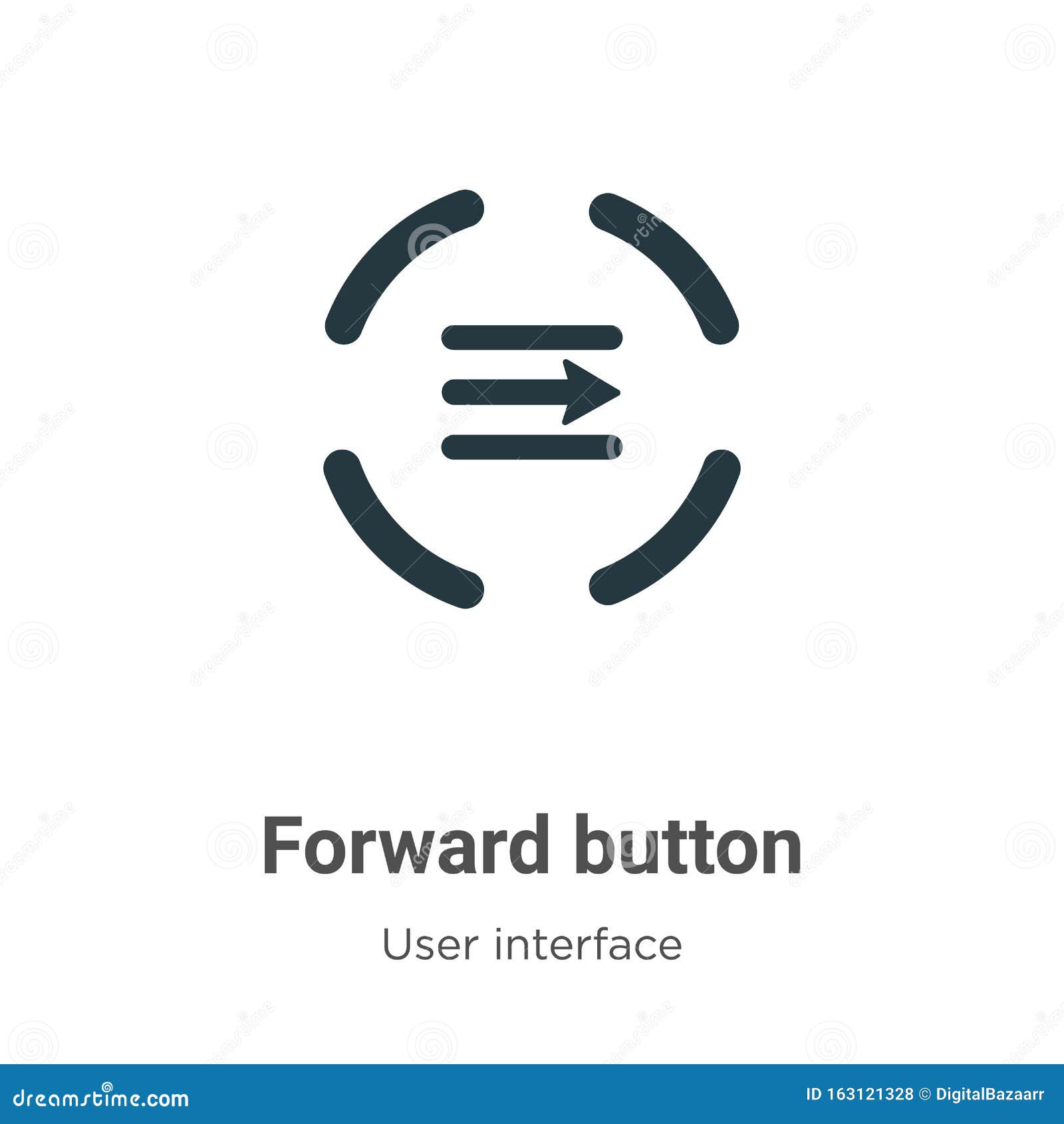 Forward Button Vector Icon on White Background. Flat Vector Forward ...