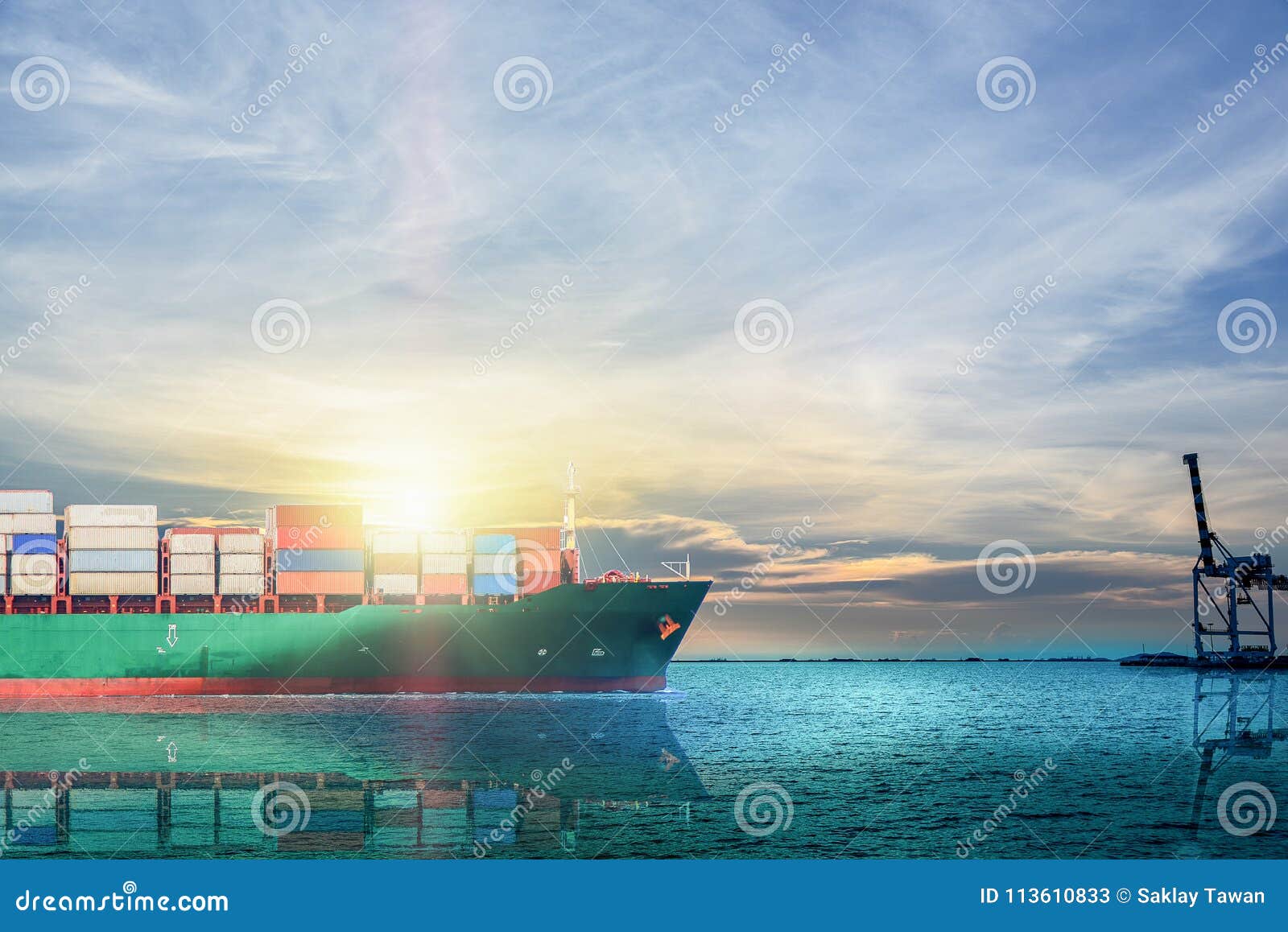 Forward Container Cargo Ship Sailing in the Sea Stock Image - Image of ...
