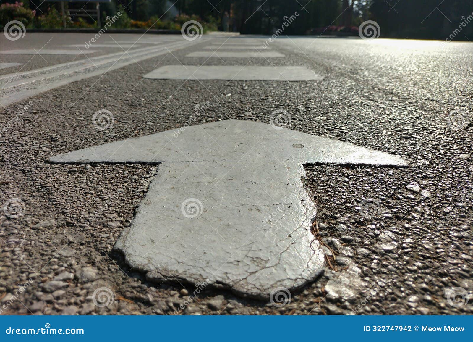 Forward Direction Arrow Indicator Painted in White Paint on Asphalt ...