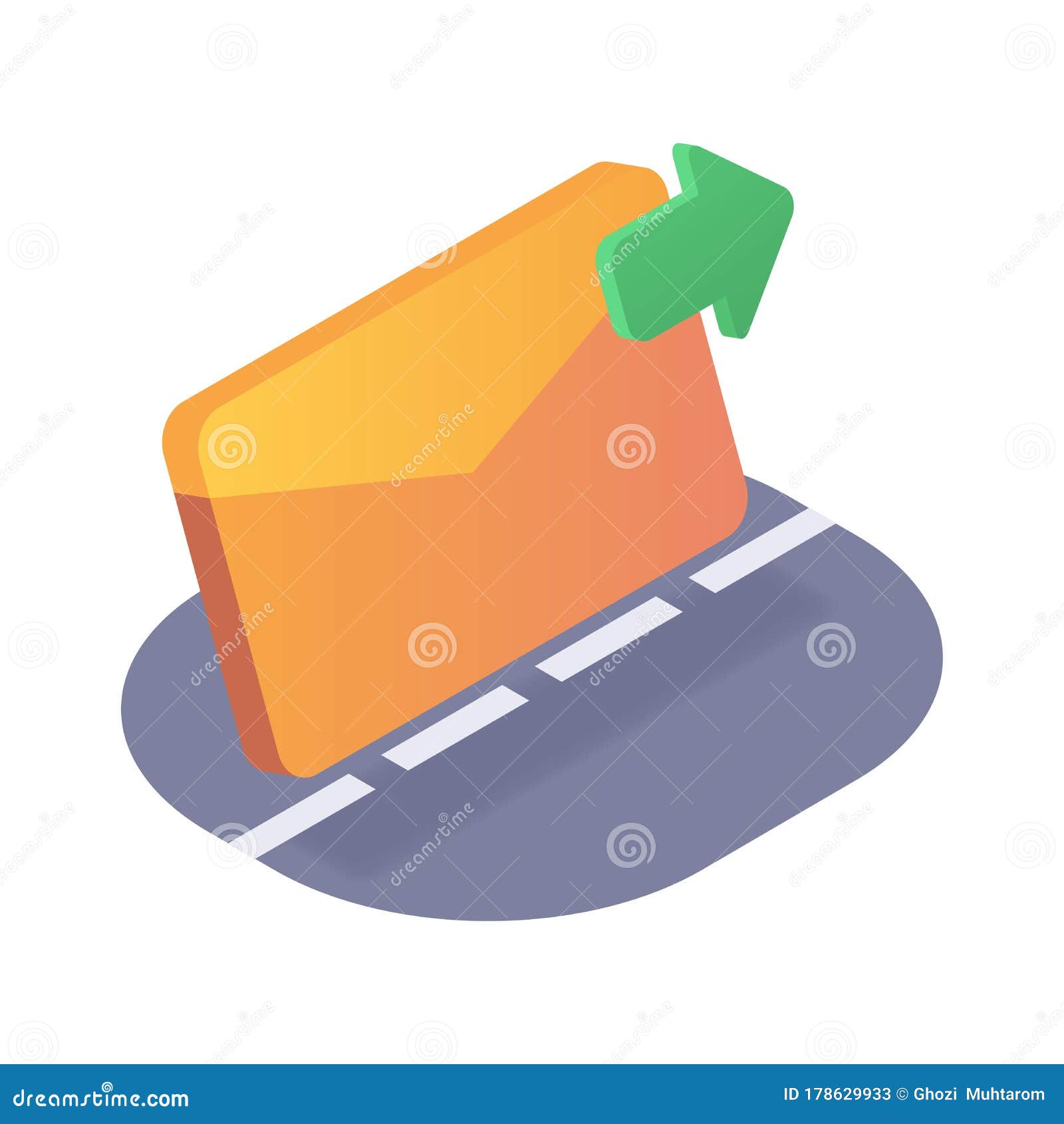 Forward Email Icon Envelope Isometric Icon with Modern Flat Style Color ...