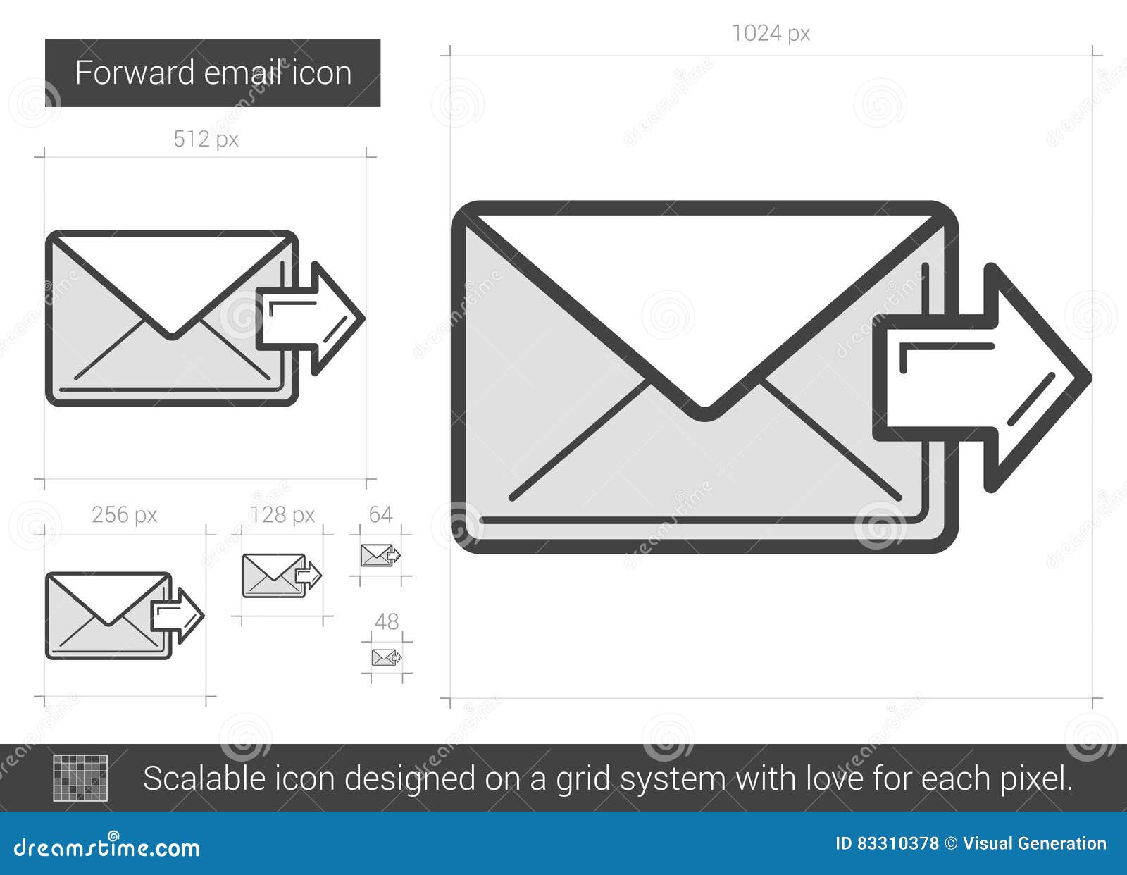 Forward email line icon. stock vector. Illustration of communication ...