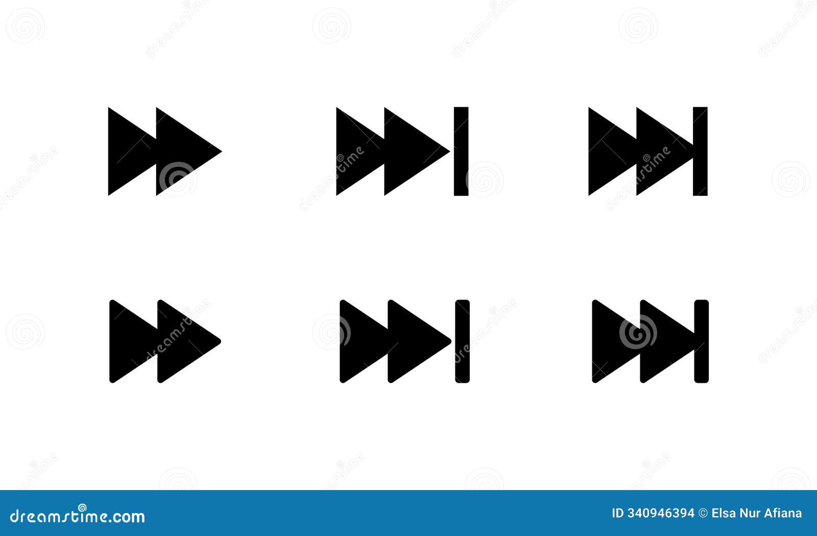 Forward Icon Set of Media Player Element. Next Track Sign Symbol Stock ...