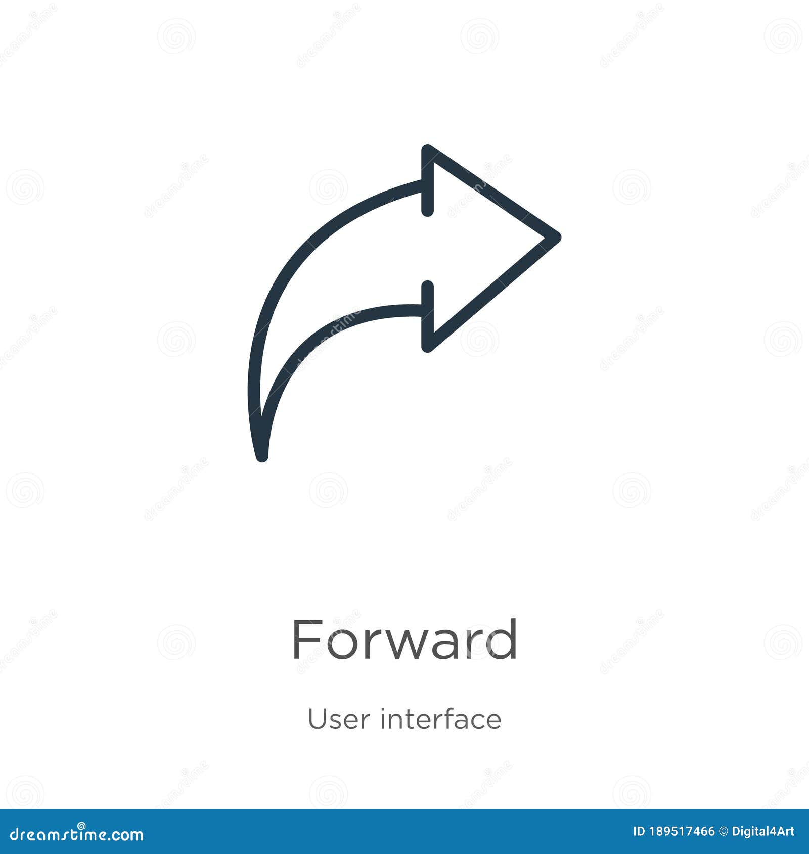 Forward Icon. Thin Linear Forward Outline Icon Isolated on White ...