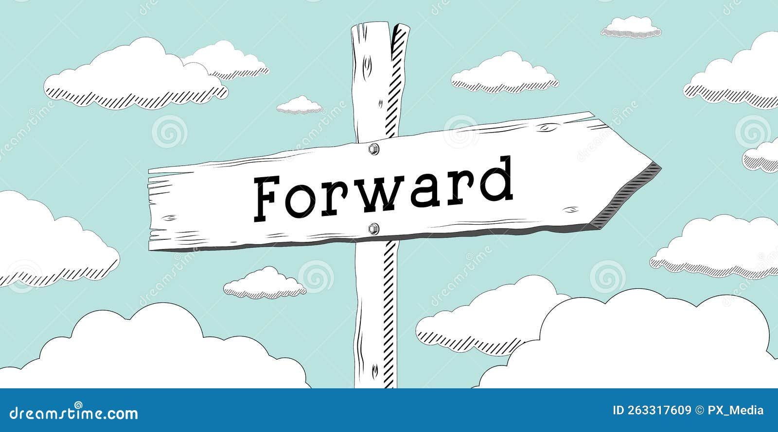 Forward - Outline Signpost with One Arrow Stock Illustration ...