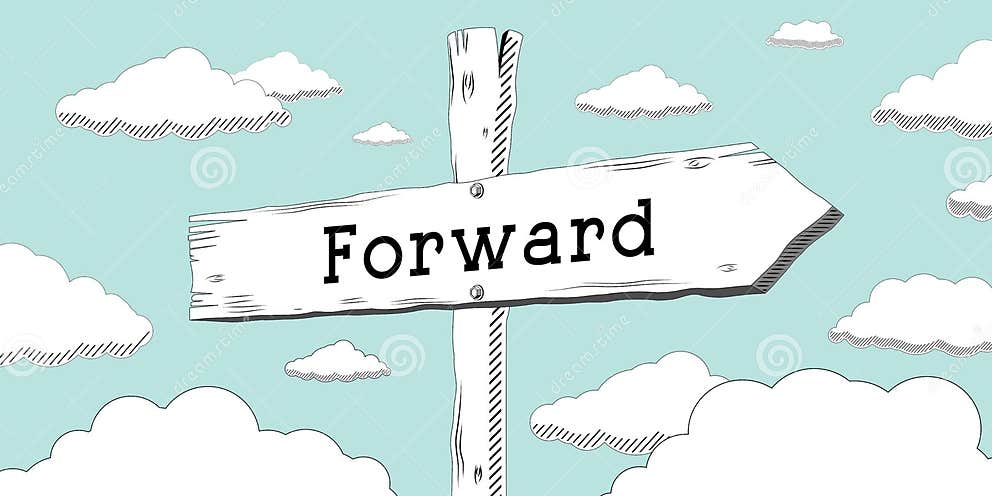 Forward - Outline Signpost with One Arrow Stock Illustration ...