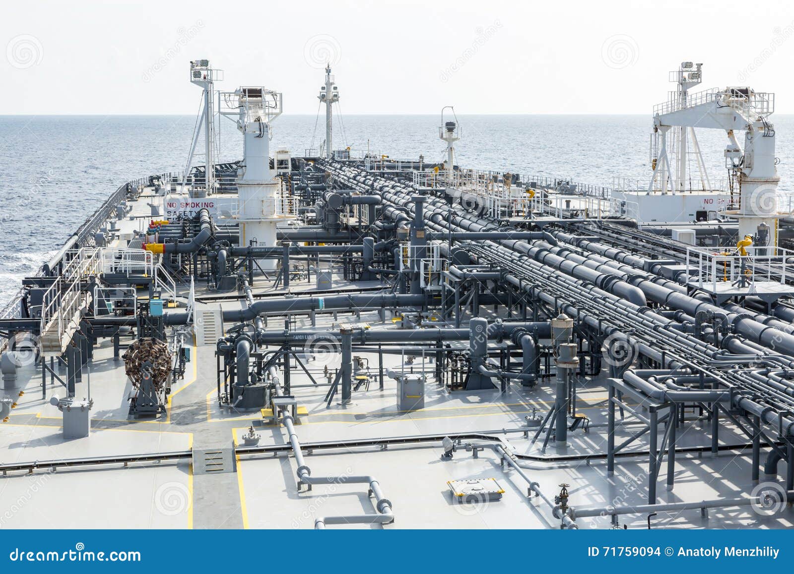 Forward Part of Crude Oil Tanker. Stock Photo - Image of maritime, pipe ...