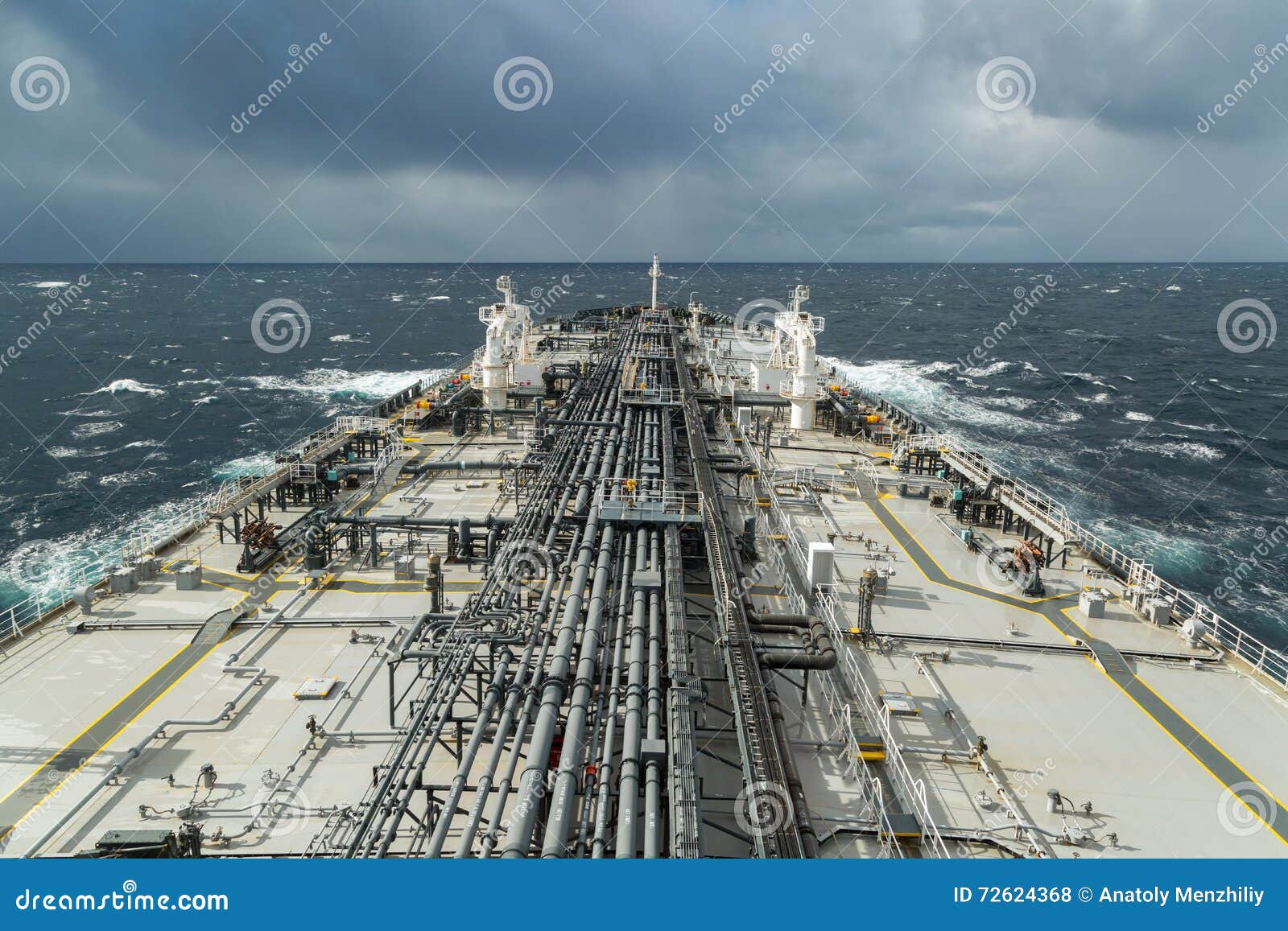 Forward Part of Oil Tanker Deck Stock Photo - Image of cargo, metal ...