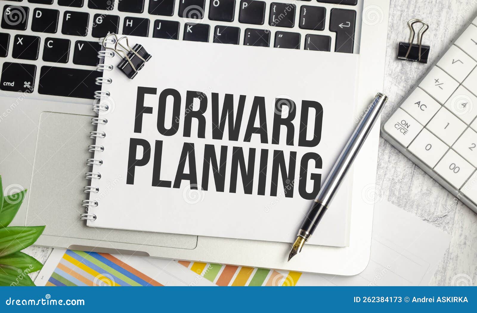 Forward Planning Words on Notebook with Laptop and Charts Stock Image ...