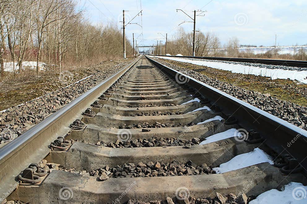 Forward rails of railway stock image. Image of rail, transportation ...