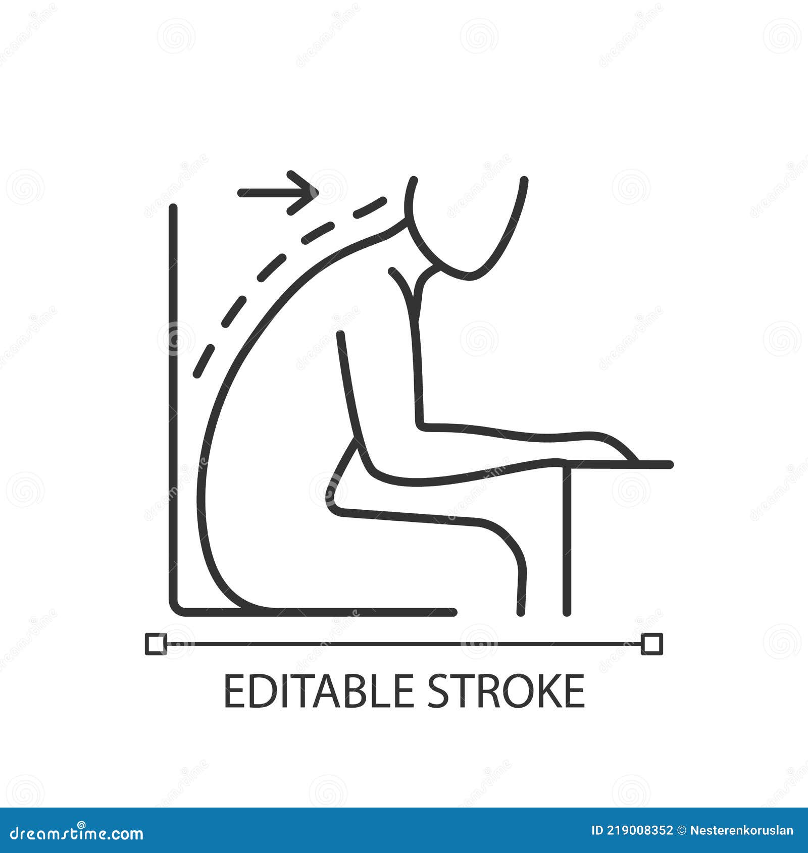 Forward Tilted Sitting Position Linear Icon Stock Vector - Illustration ...