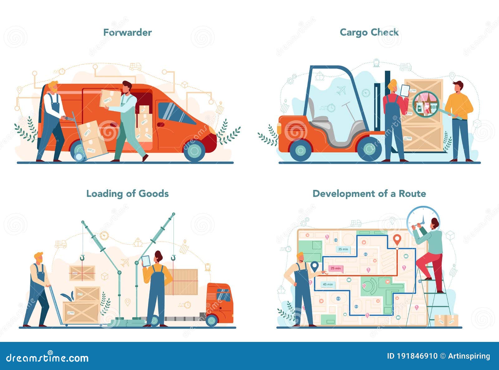 Forwarder Concept Set. Transportation Service Concept Stock Vector ...