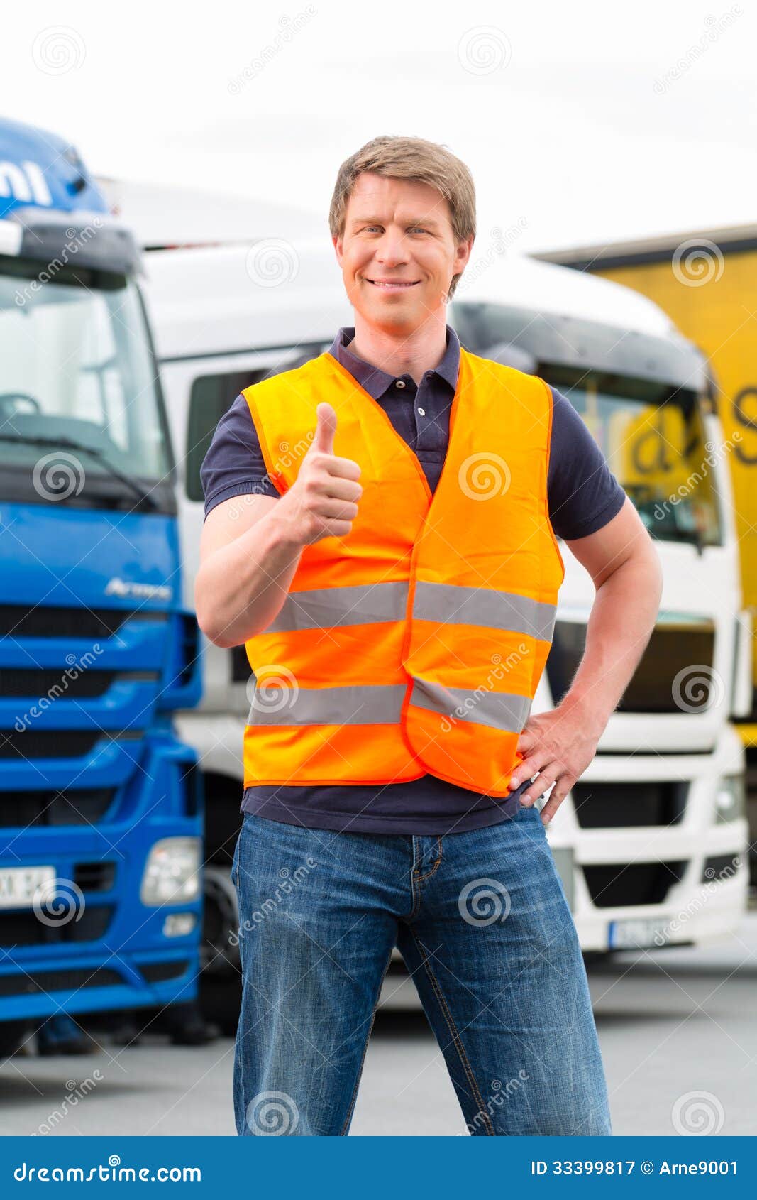 Forwarder or Driver in Front of Trucks in Depot Stock Image - Image of ...