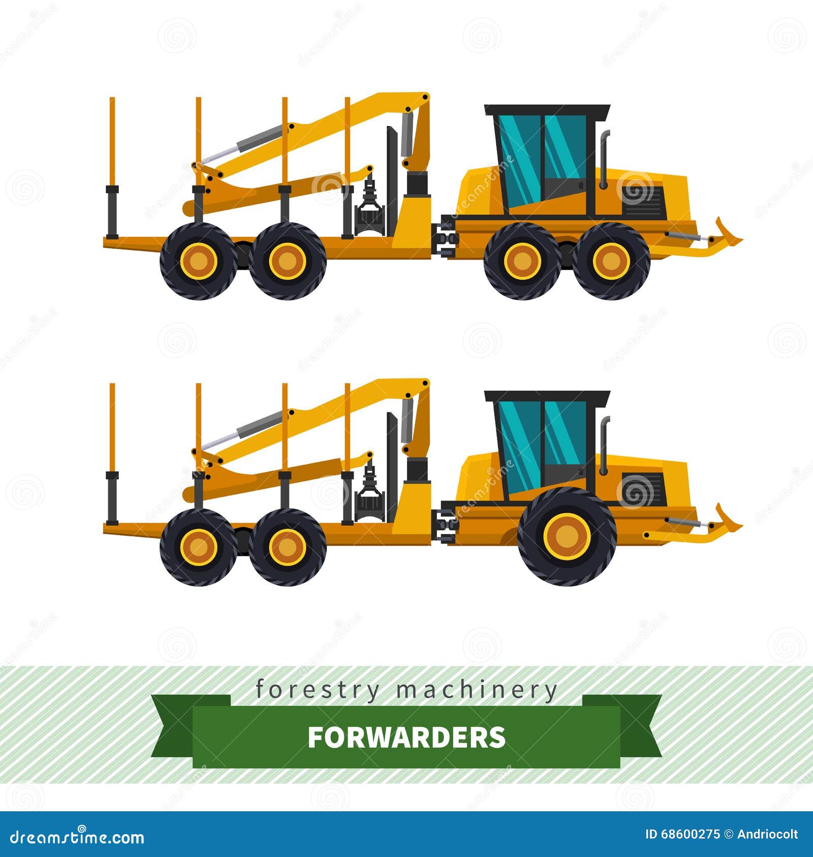 Crawler Forestry Harvester Blueprints Vector Illustration ...