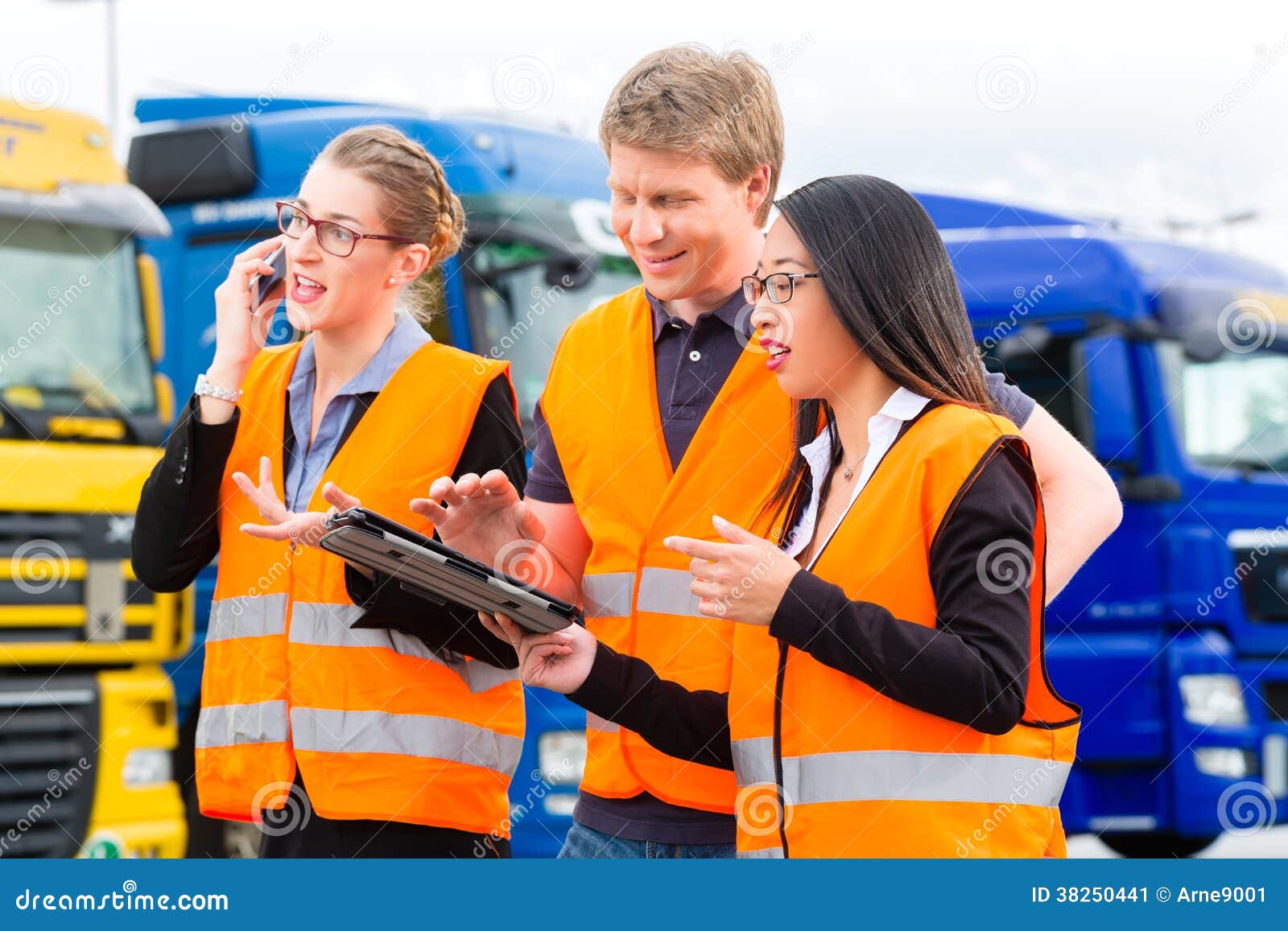 Forwarder in Front of Trucks on a Depot Stock Image - Image of chinese ...
