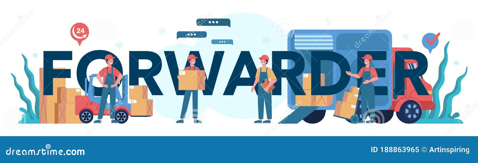 Forwarder Typographic Header Concept. Loader in Uniform Delivering ...