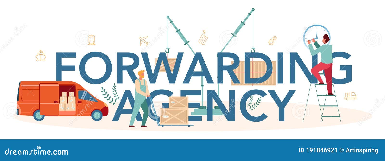 Forwarding Agency Typographic Header. Transportation Service Concept ...