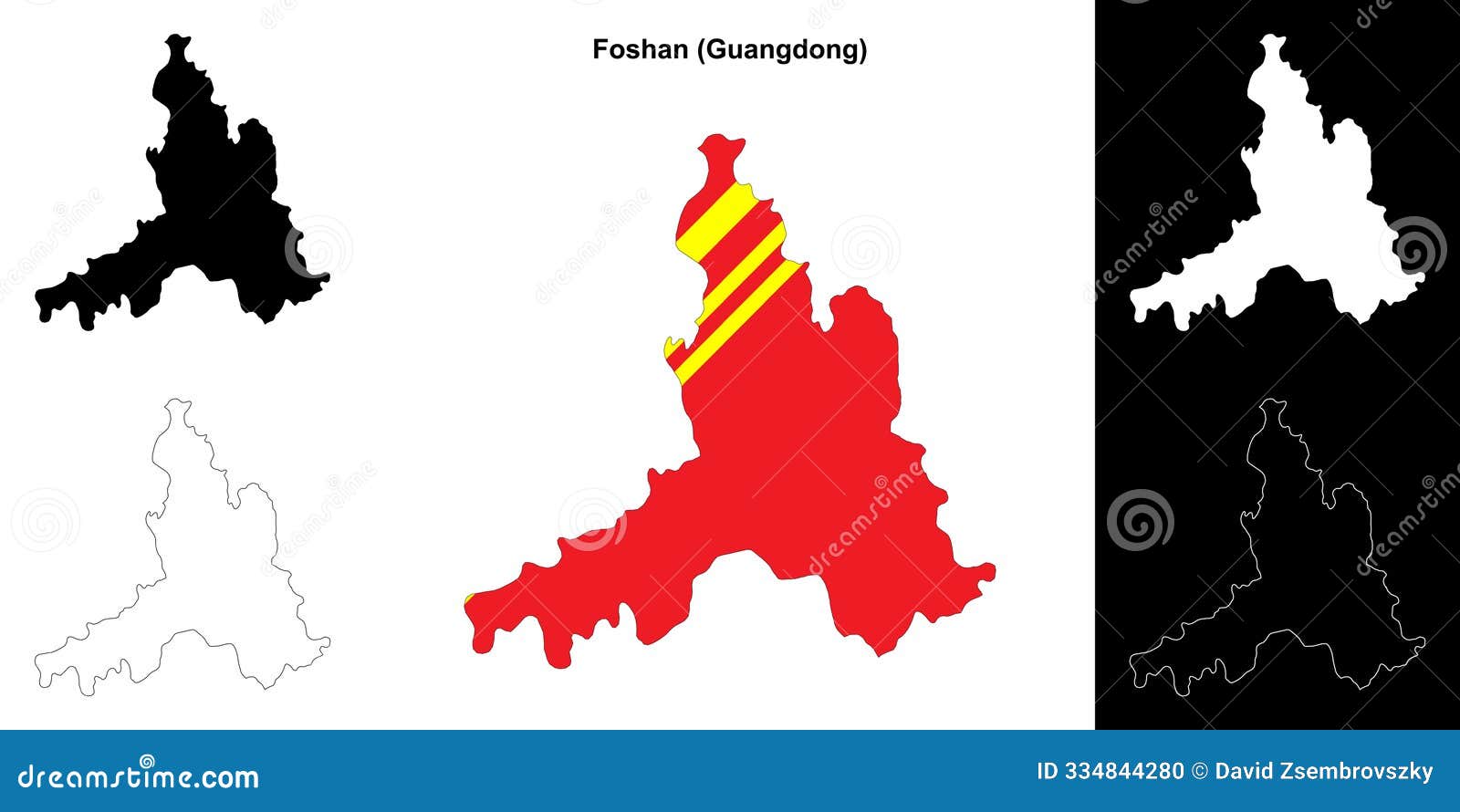 Outline Foshan Skyline With Blue Buildings And Reflections. Cartoon ...