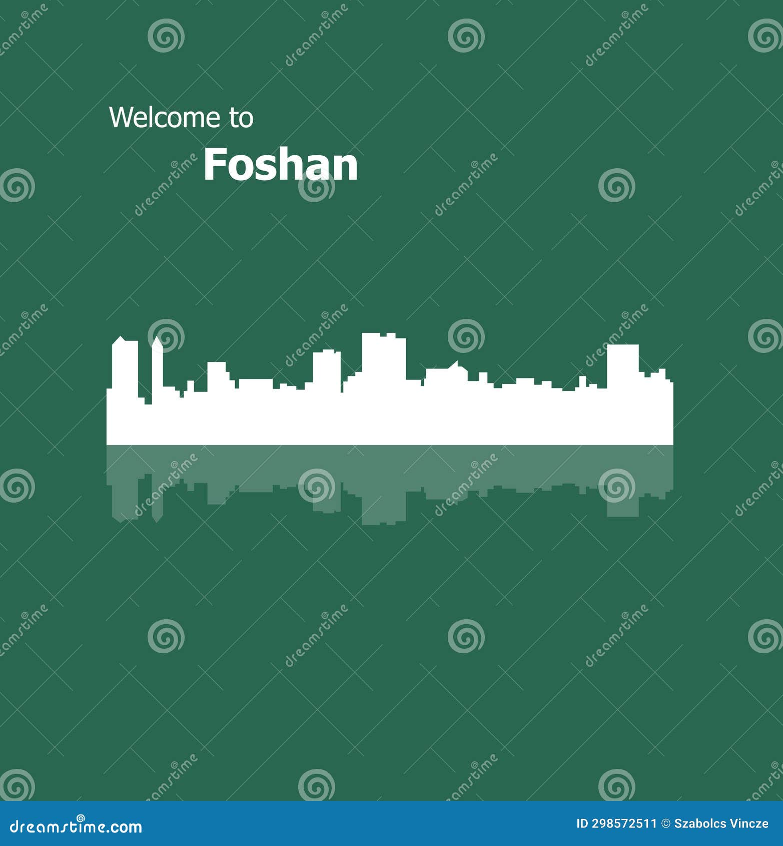 Foshan, China City Silhouette Cartoon Vector | CartoonDealer.com #298572511
