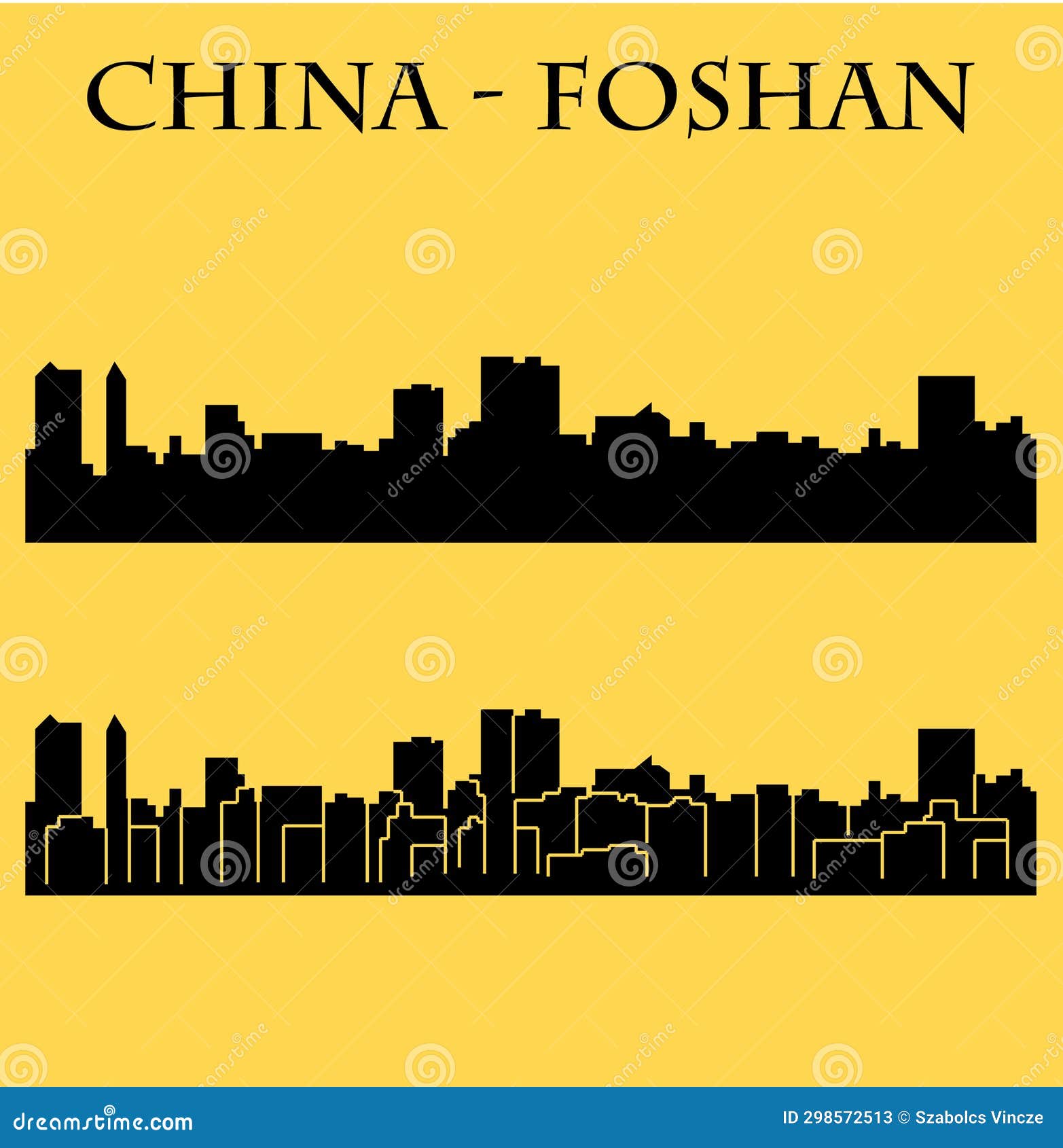 Foshan, China City Silhouette Stock Vector - Illustration of landmark ...