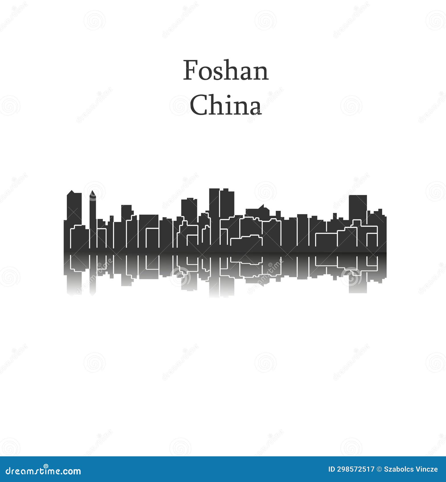 Foshan China City Skyline With Color Buildings Isolated On White Vector ...