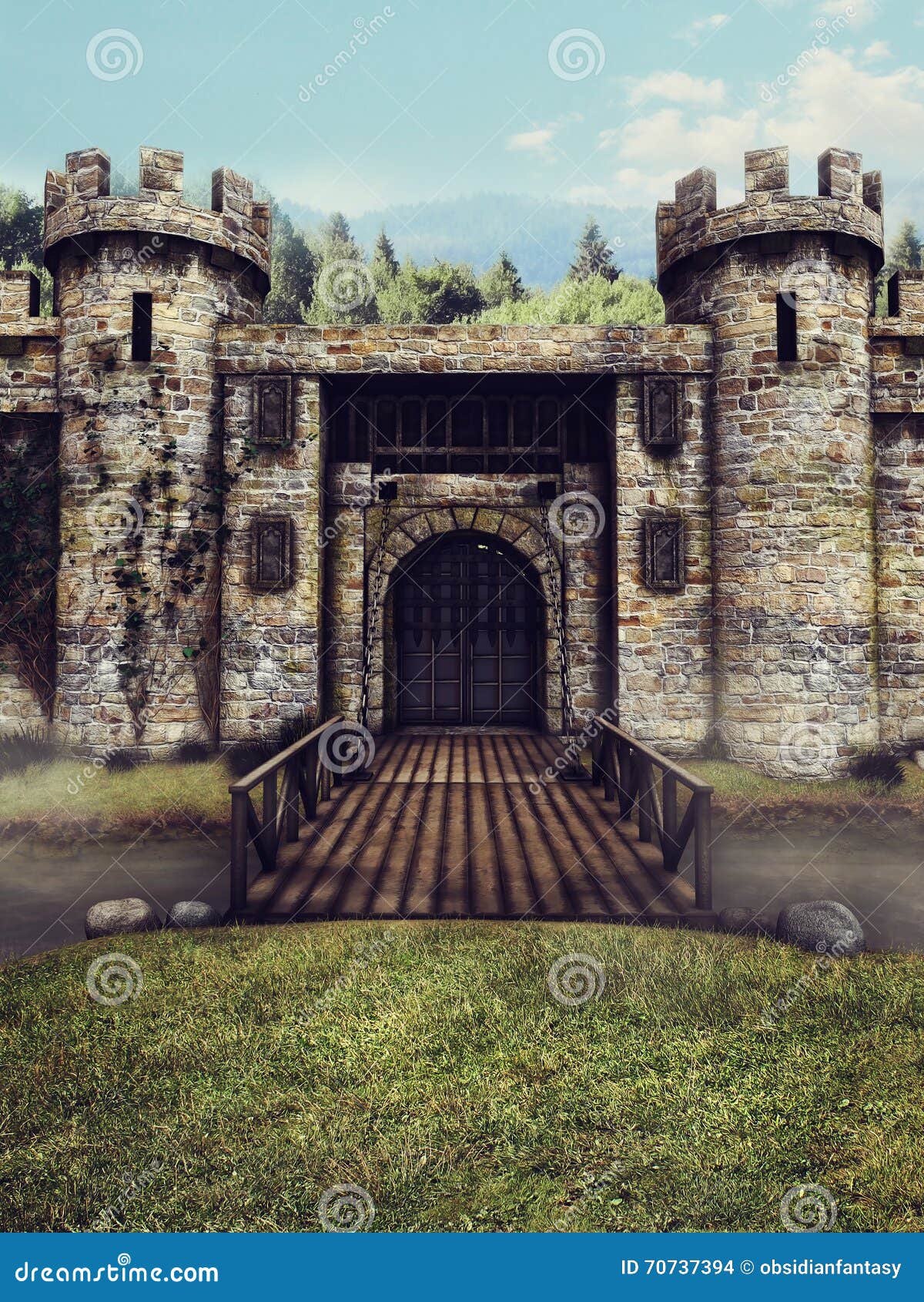 Fossé Et Pont-levis De Château Illustration Stock - Illustration du ...