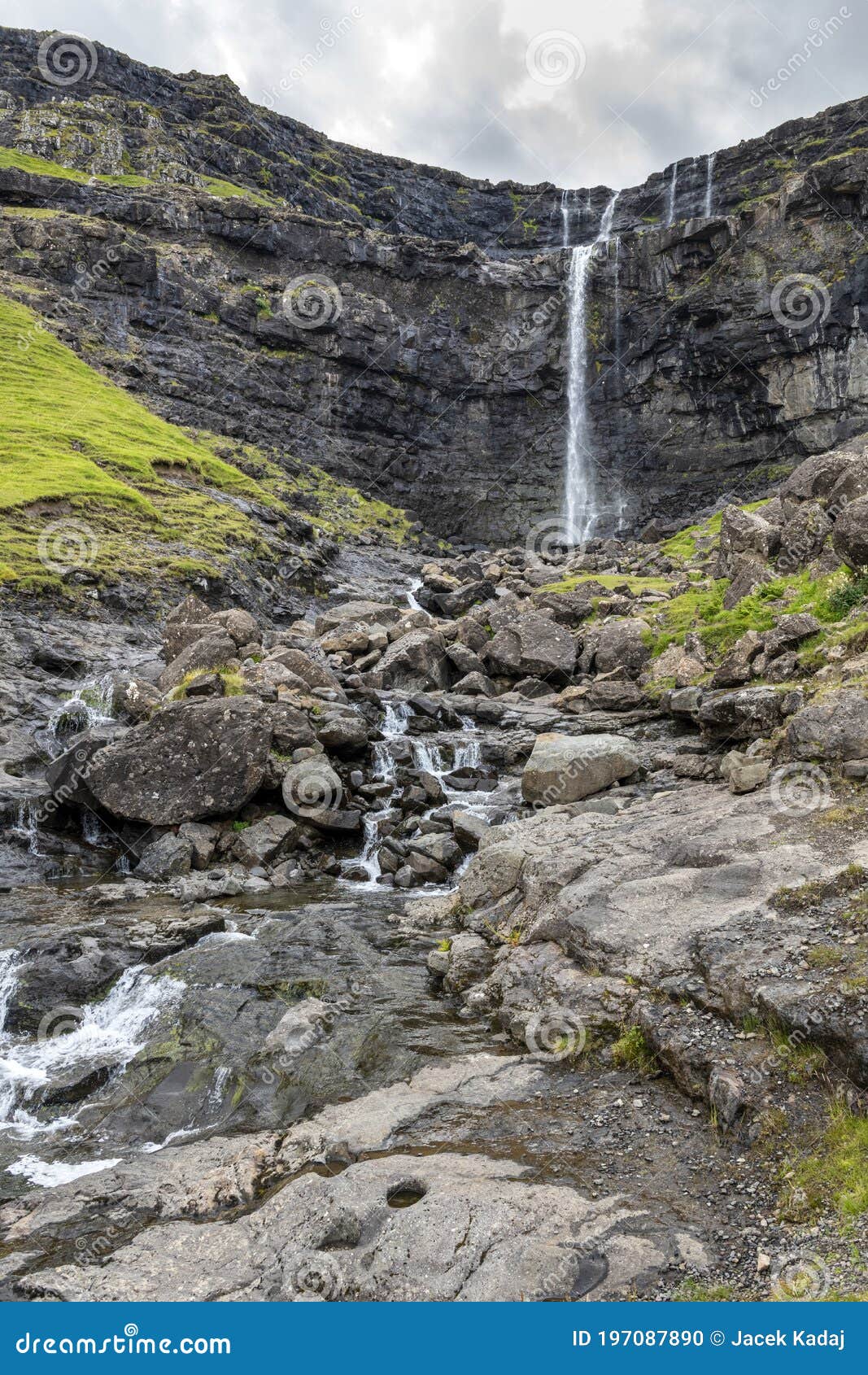 Fossa, the Largest Waterfall on the Faroe Islands Stock Photo - Image ...
