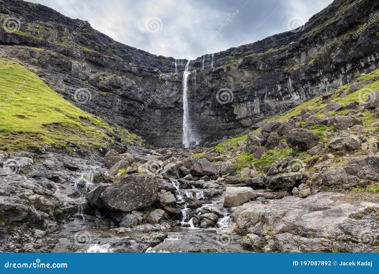 Fossa, the Largest Waterfall on the Faroe Islands Stock Photo - Image ...