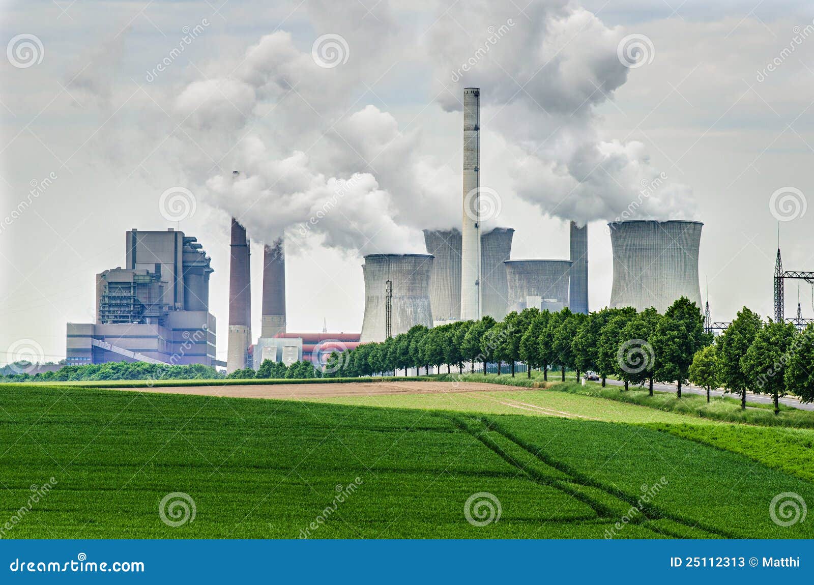 Fossil energy power plant stock image. Image of pollution - 25112313