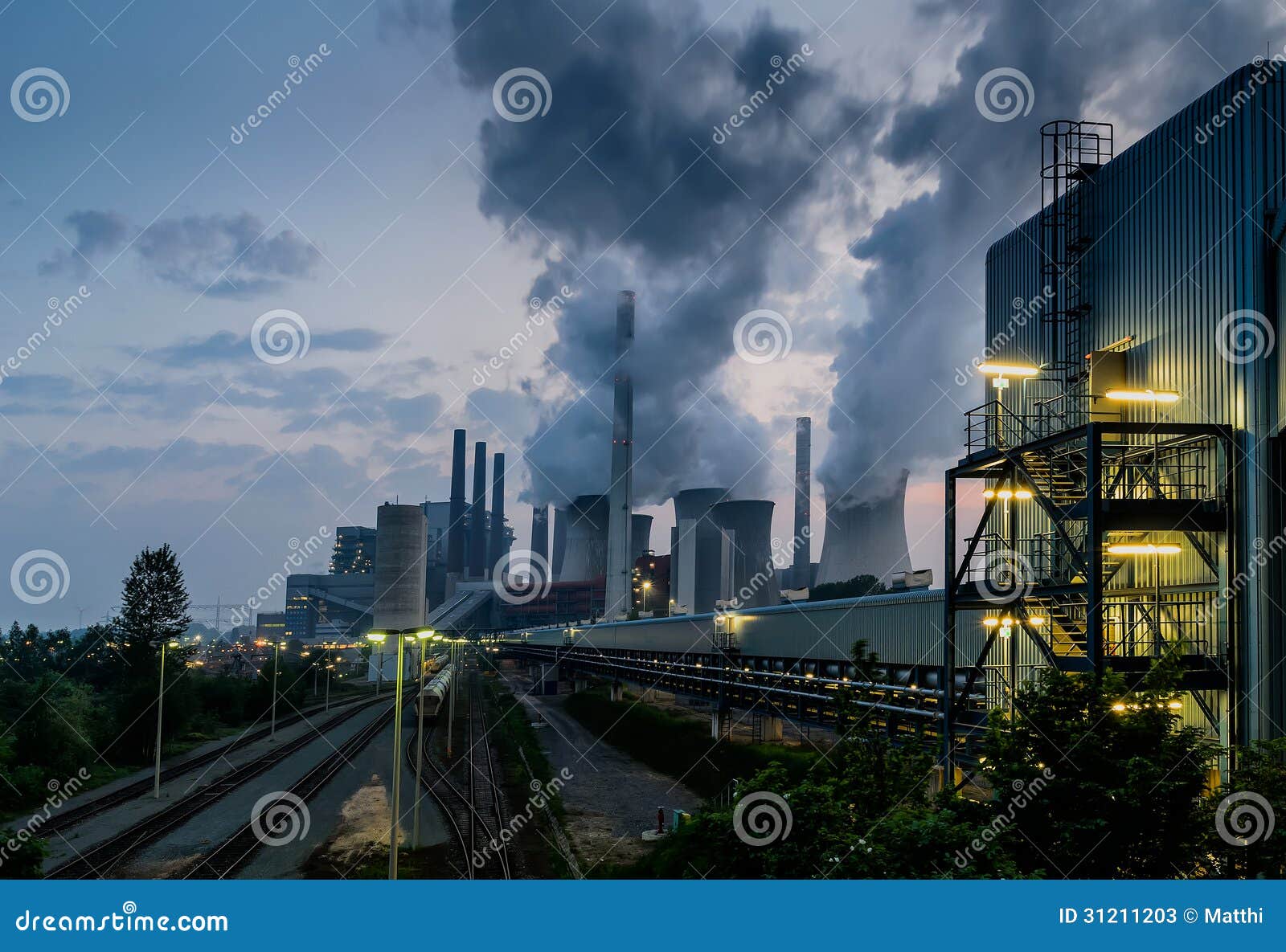 Fossil energy power plant stock image. Image of industry - 31211203