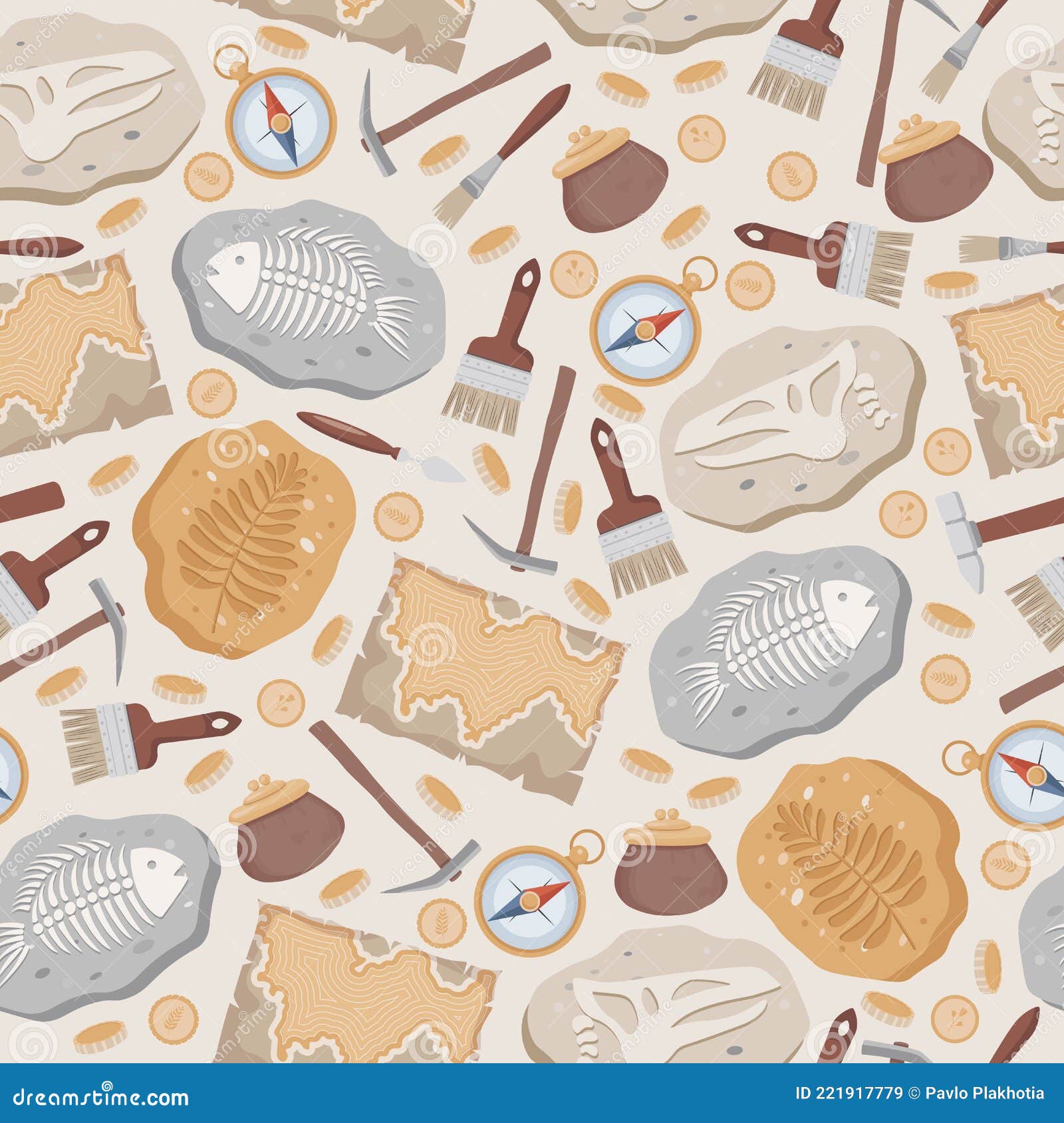 Dinosaurs Skeletons Fossils Seamless Pattern. Tshirt Print, Fabric ...