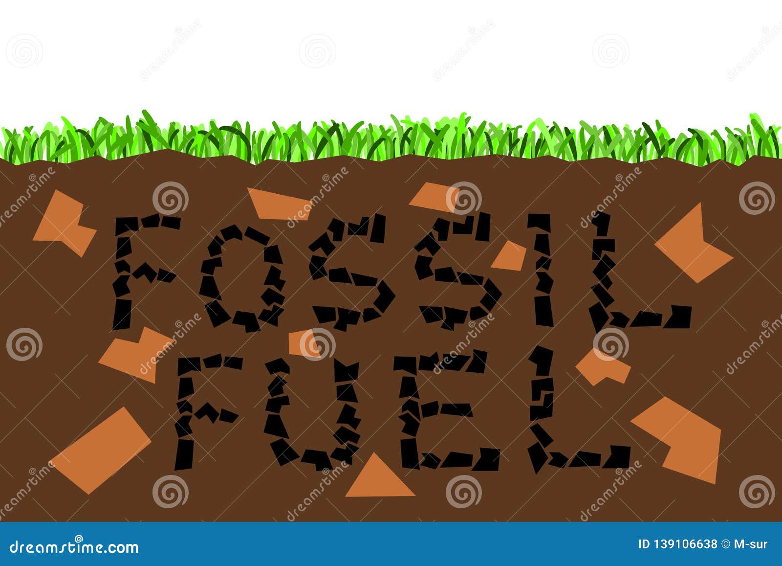 Fossil Fuel - Black Coal is Under Ground in the Soil. Stock Vector ...