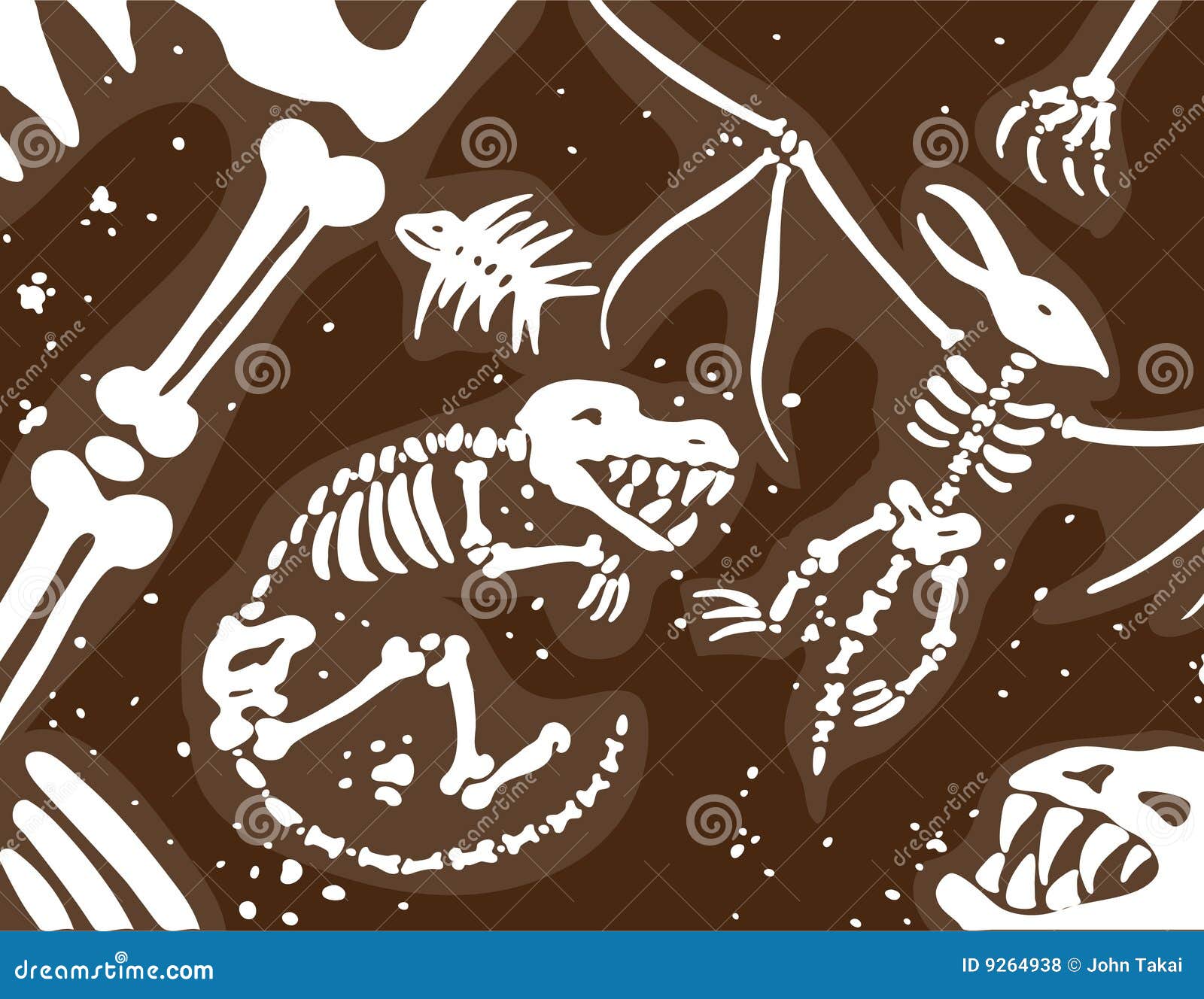 Fossiles et os de dinosaur illustration de vecteur. Illustration du ...