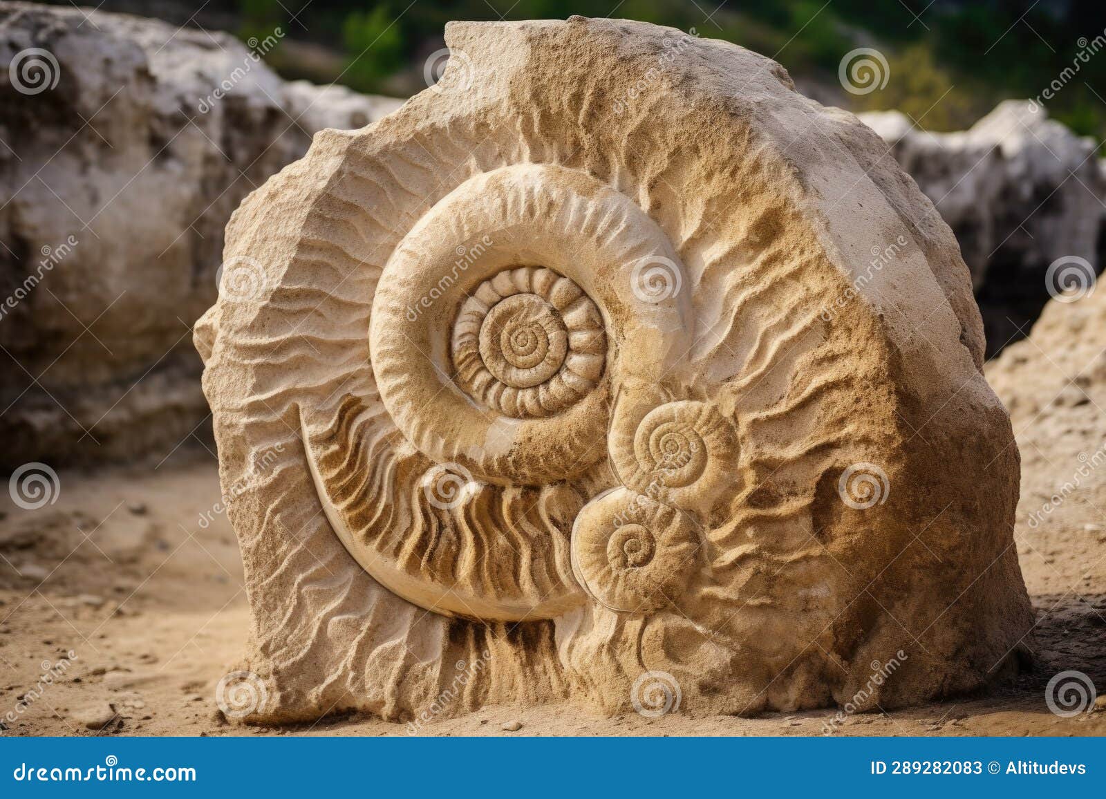 Fossilized Ammonite in a Limestone Quarry Stock Image - Image of quarry ...