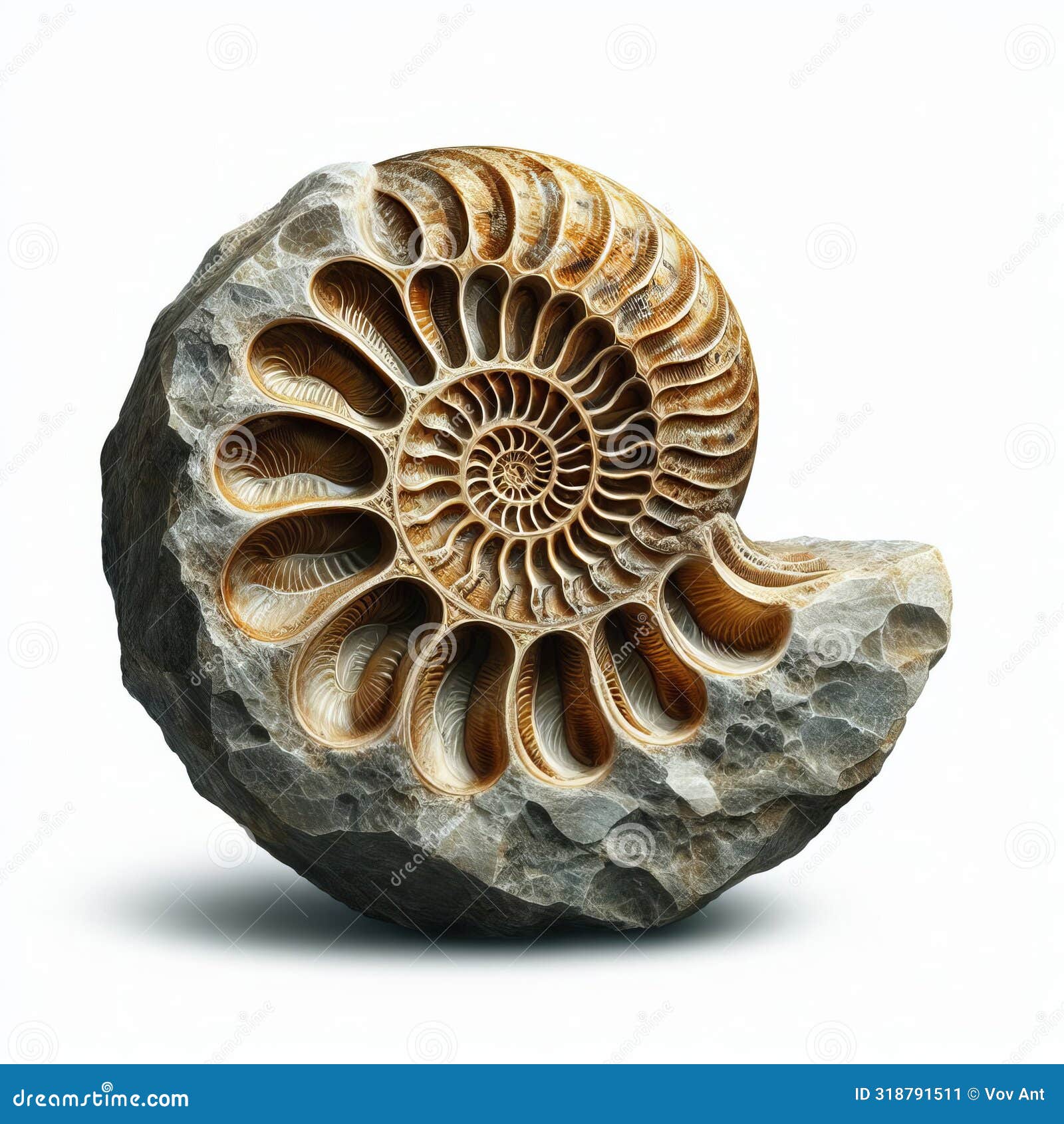 Fossilized Ammonite Shell Embedded in Limestone, Valuable Forco Stock ...