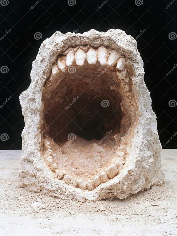 Fossilized Dinosaur Skull with Sharp Teeth Stock Illustration ...