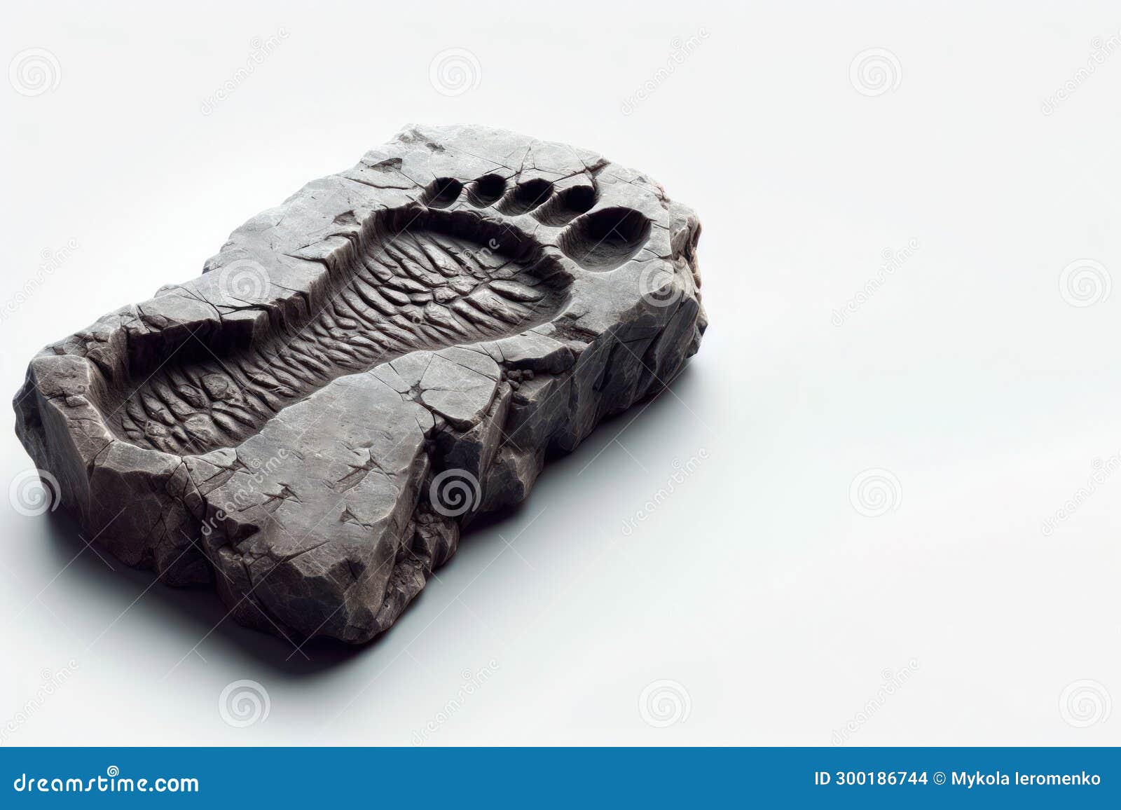 A Fossilized Footprint Of A Prehistoric Creature Preserved In Rock.. AI ...