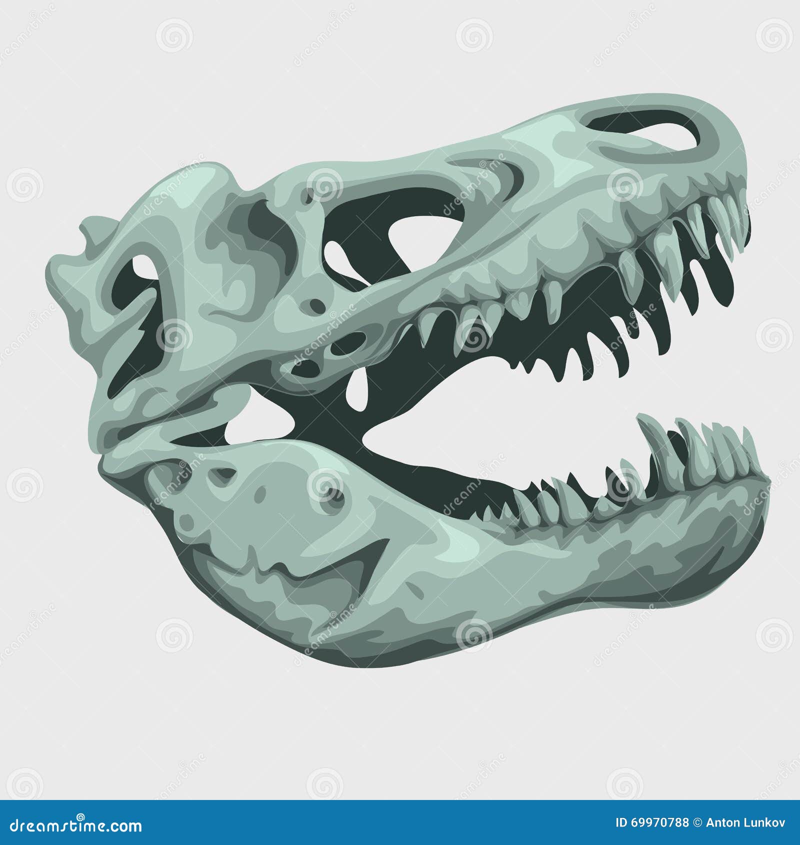 Fossilized Head of a Giant Animal Stock Vector - Illustration of dead ...
