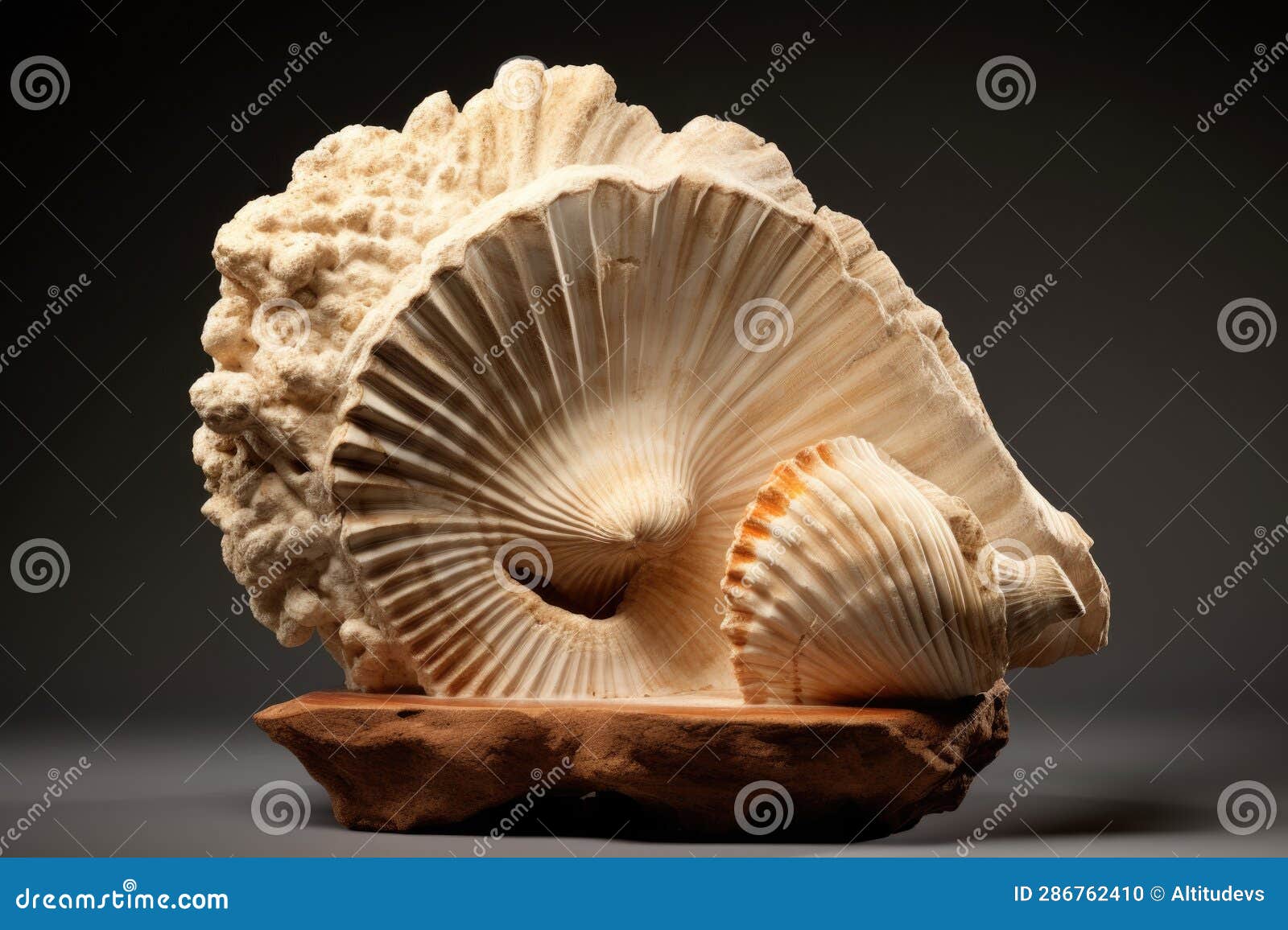 Fossilized Seashell in Limestone Rock Stock Photo - Image of limestone ...