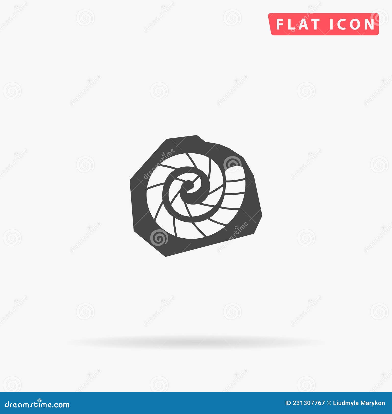 Fossilized Shell of Ammonite Flat Vector Icon. Hand Drawn Style Design ...