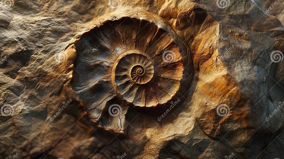 Fossilized Shell in Stone with Warm Lighting Stock Illustration ...